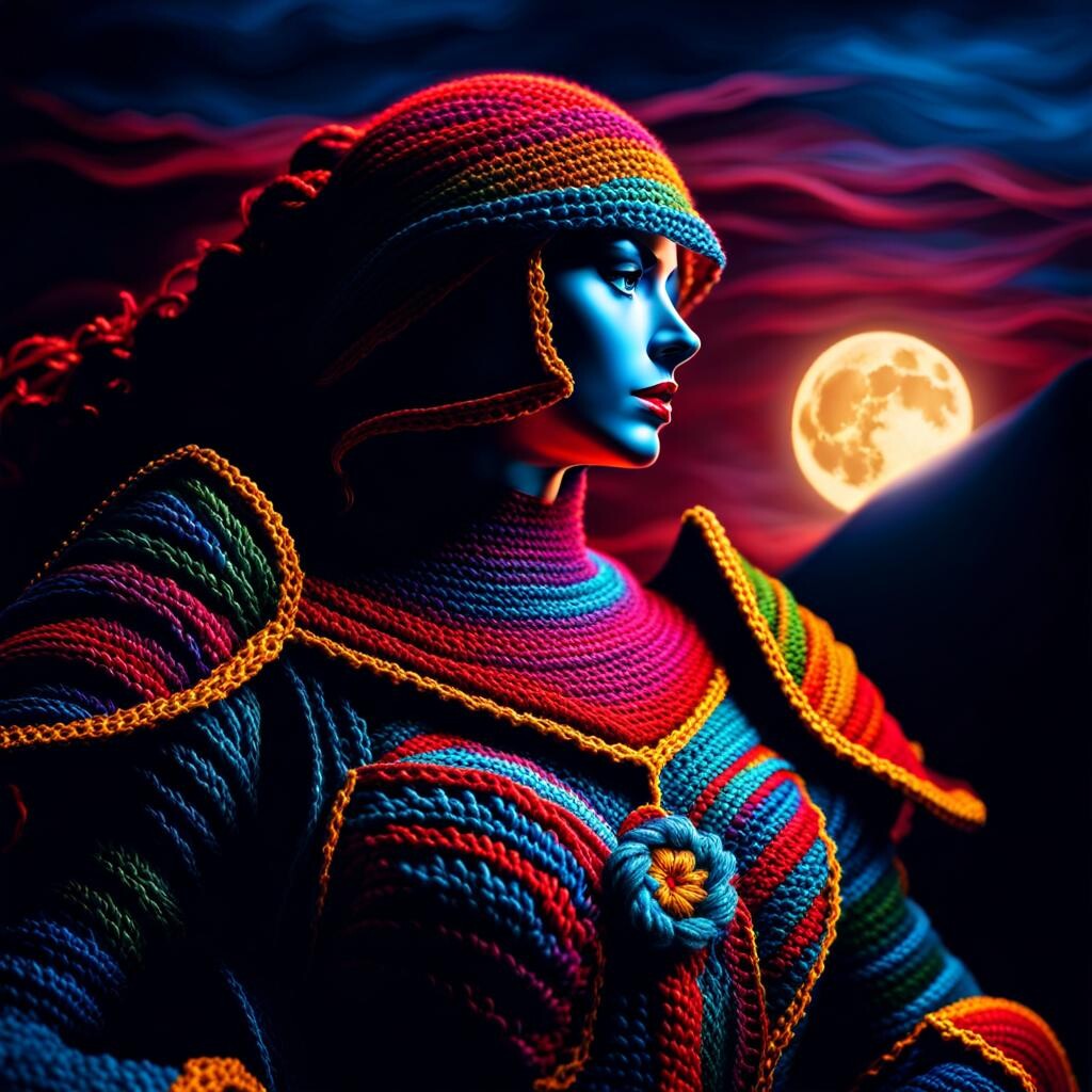 ArtStation - female crochet knight illuminated by moonlight