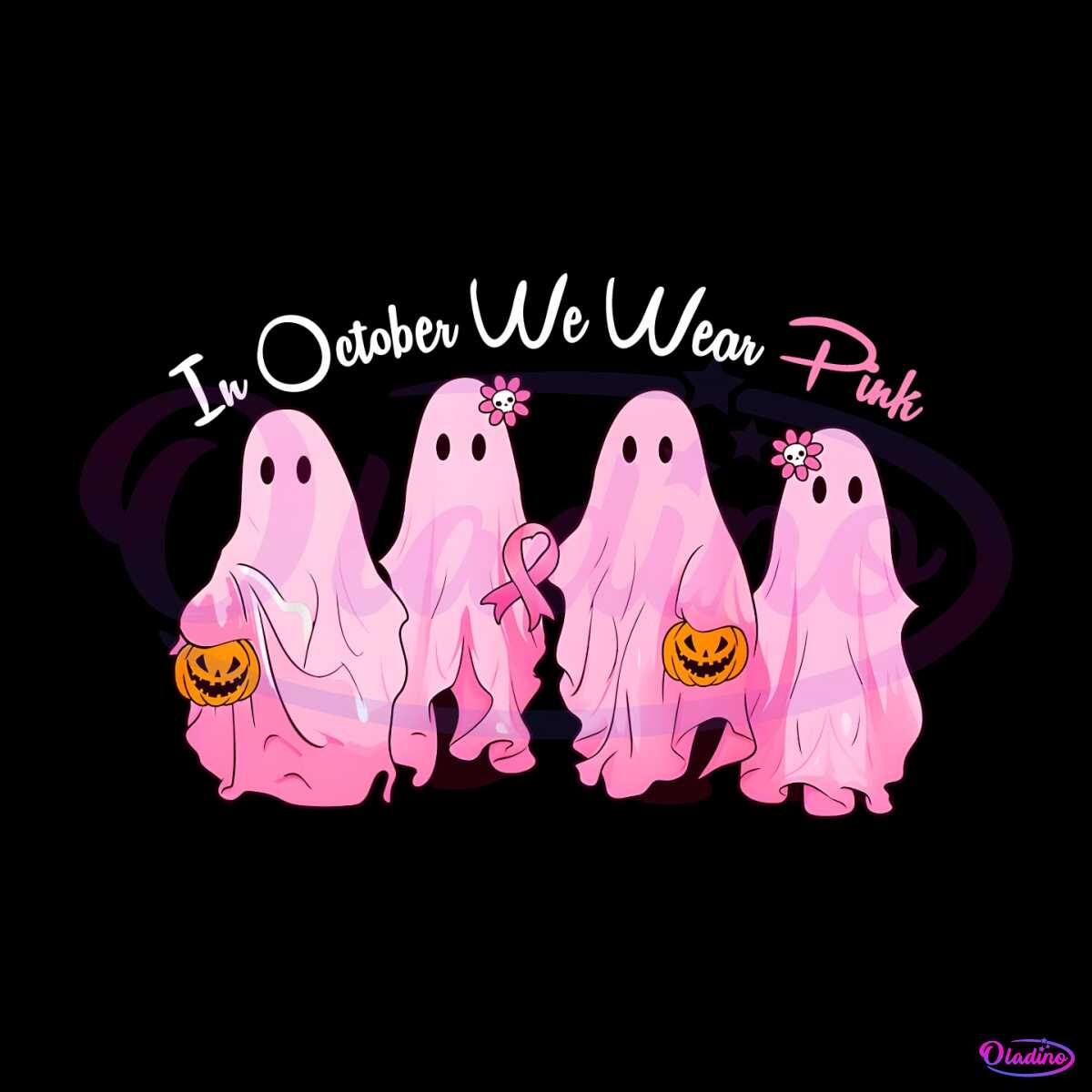 ArtStation - In October We Wear Pink Cute Ghost Pumpkin PNG File