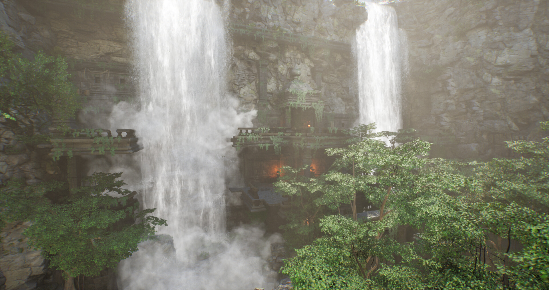ArtStation - Waterfalls temple