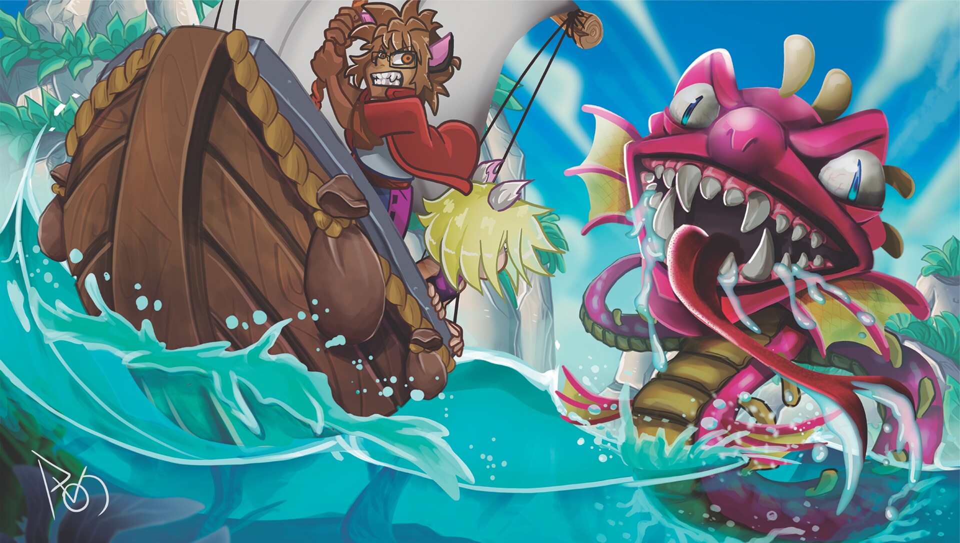 ArtStation - Flee from the Sea Monster