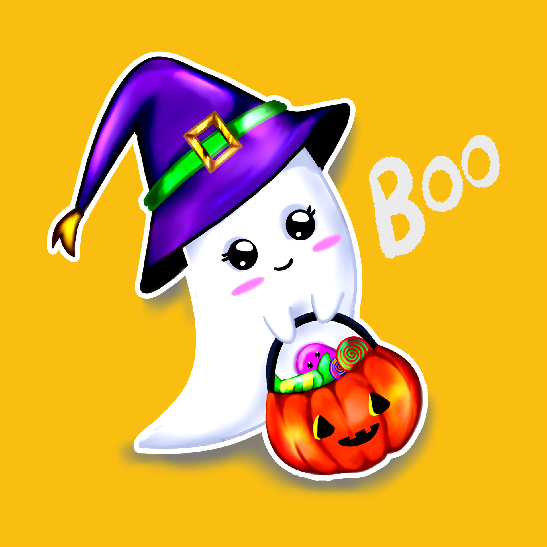 ArtStation - Happy halloween cute spooky sticker design