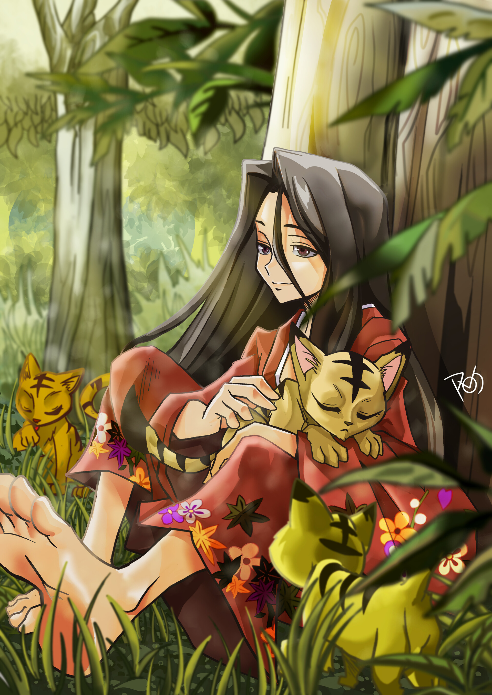 ArtStation - Hao and the cats (Shaman King)