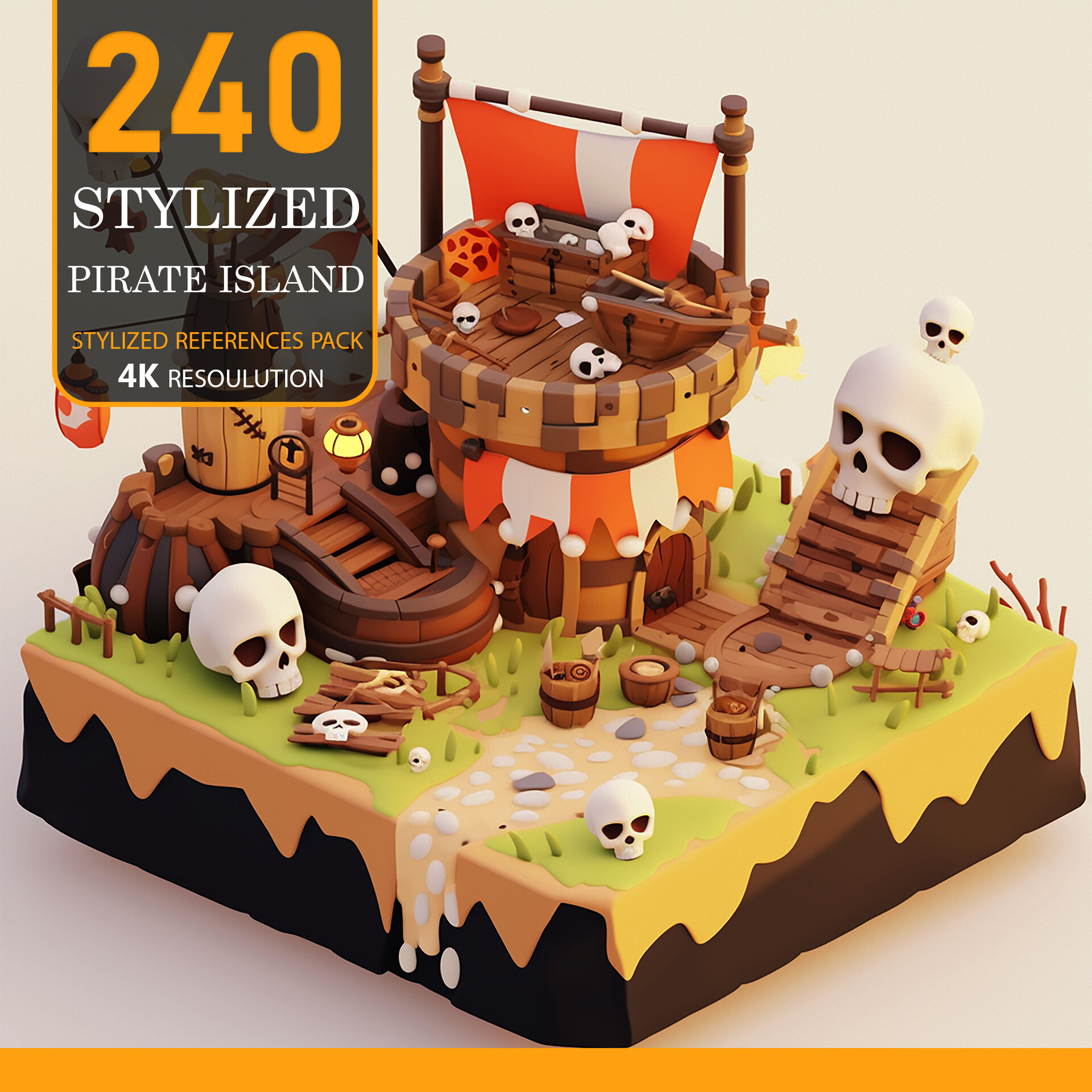 ArtStation - Stylized pirate island Vol.55-4K|Stylized References Pack