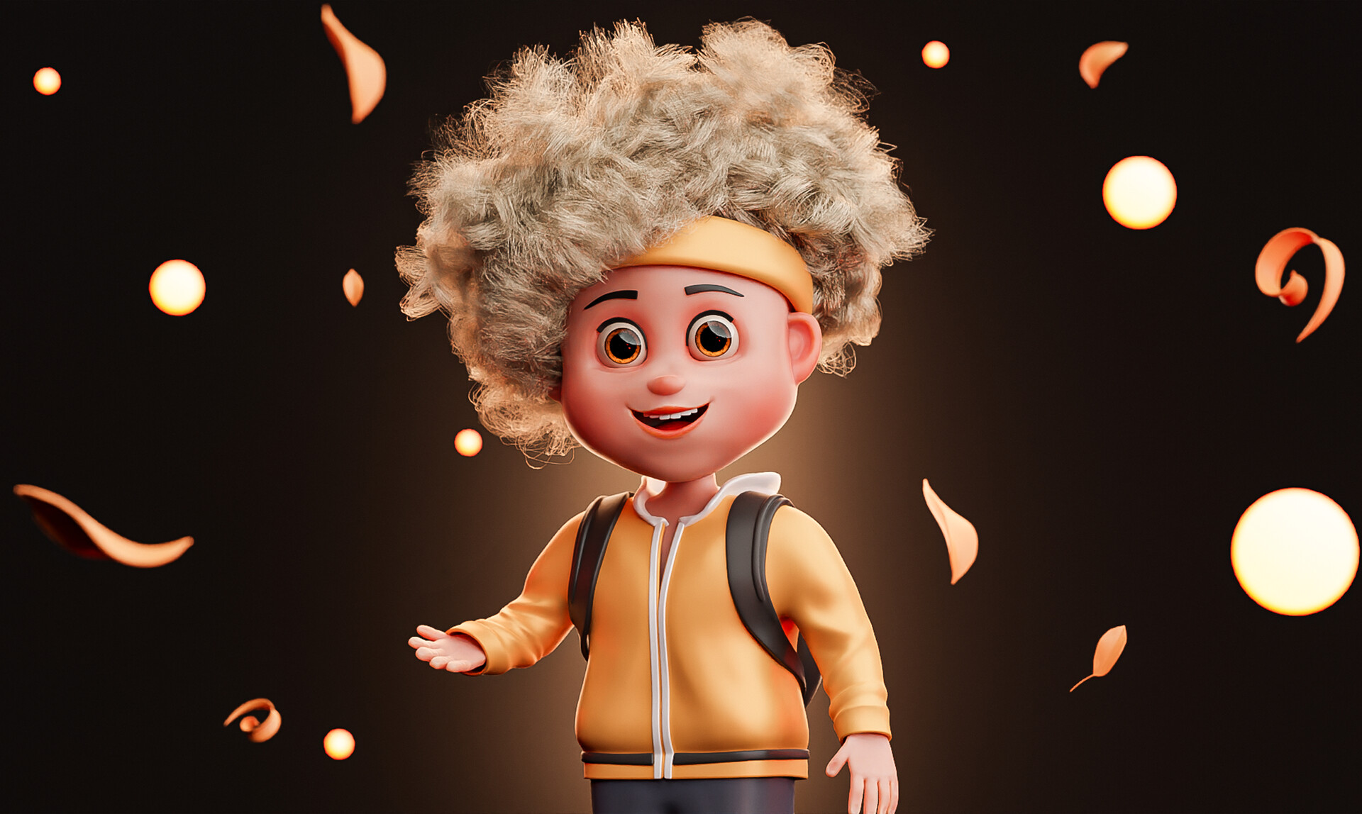 ArtStation - Cute Cartoon Girl with Curly Hair