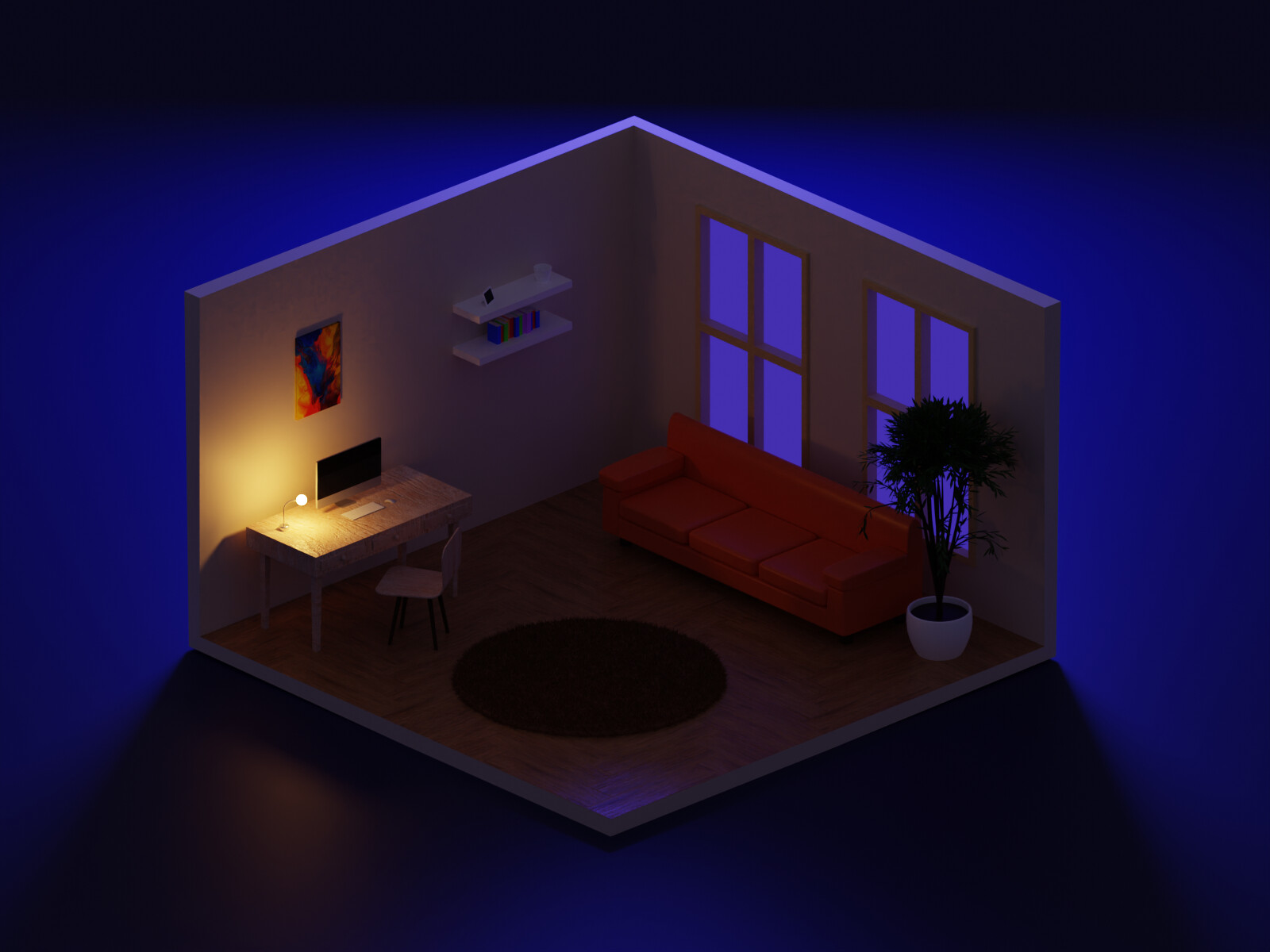 M. Waseem - 3D isometric Room