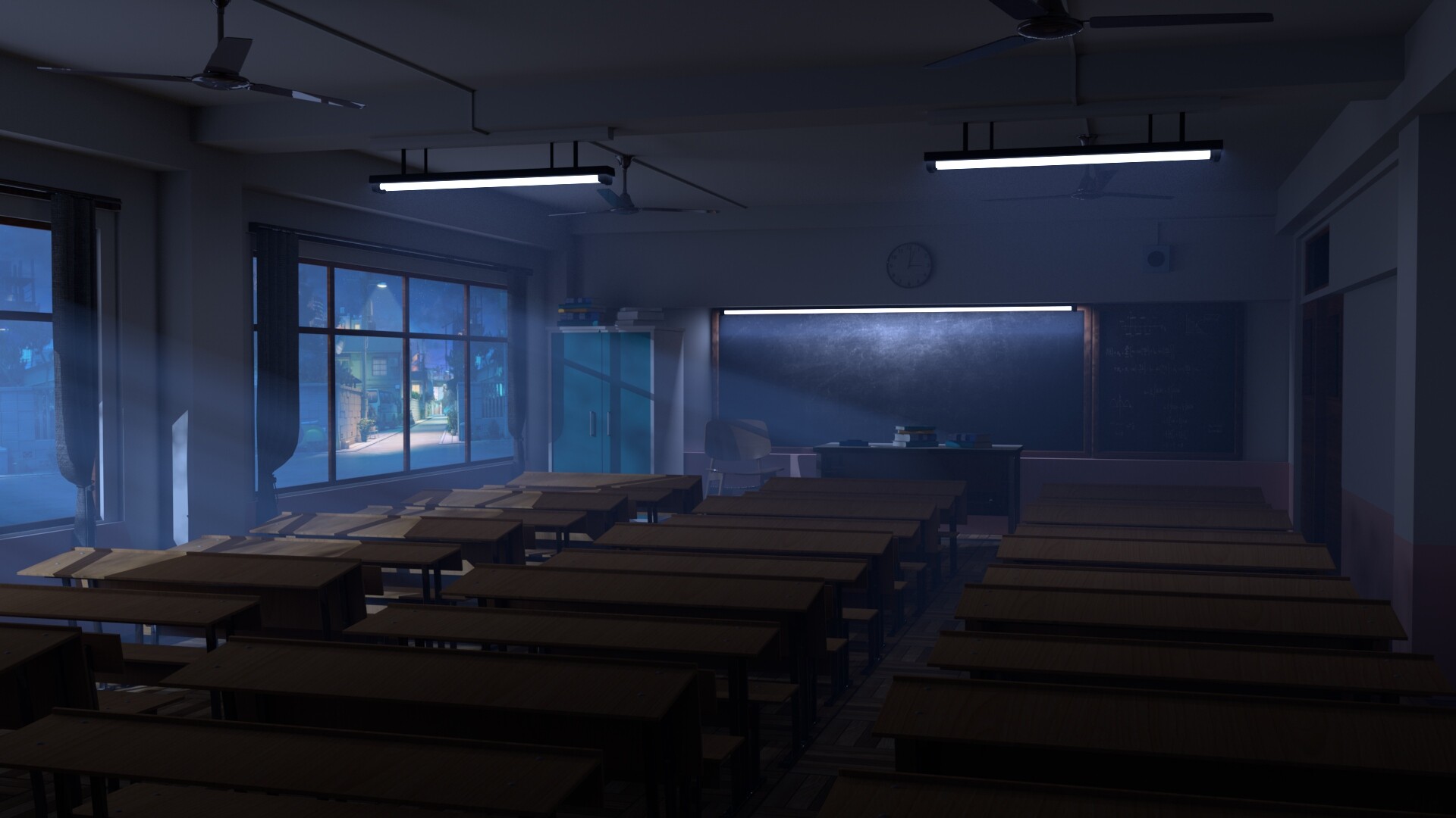 ArtStation - Class Room_Night View