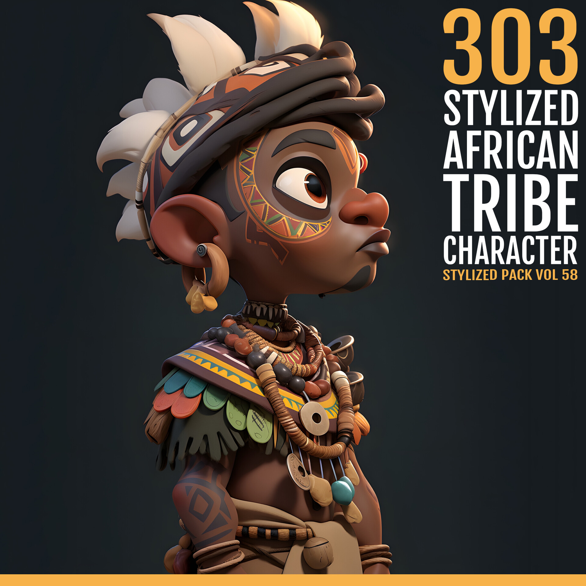 ArtStation - 303 Stylized African Tribe Character VOL58