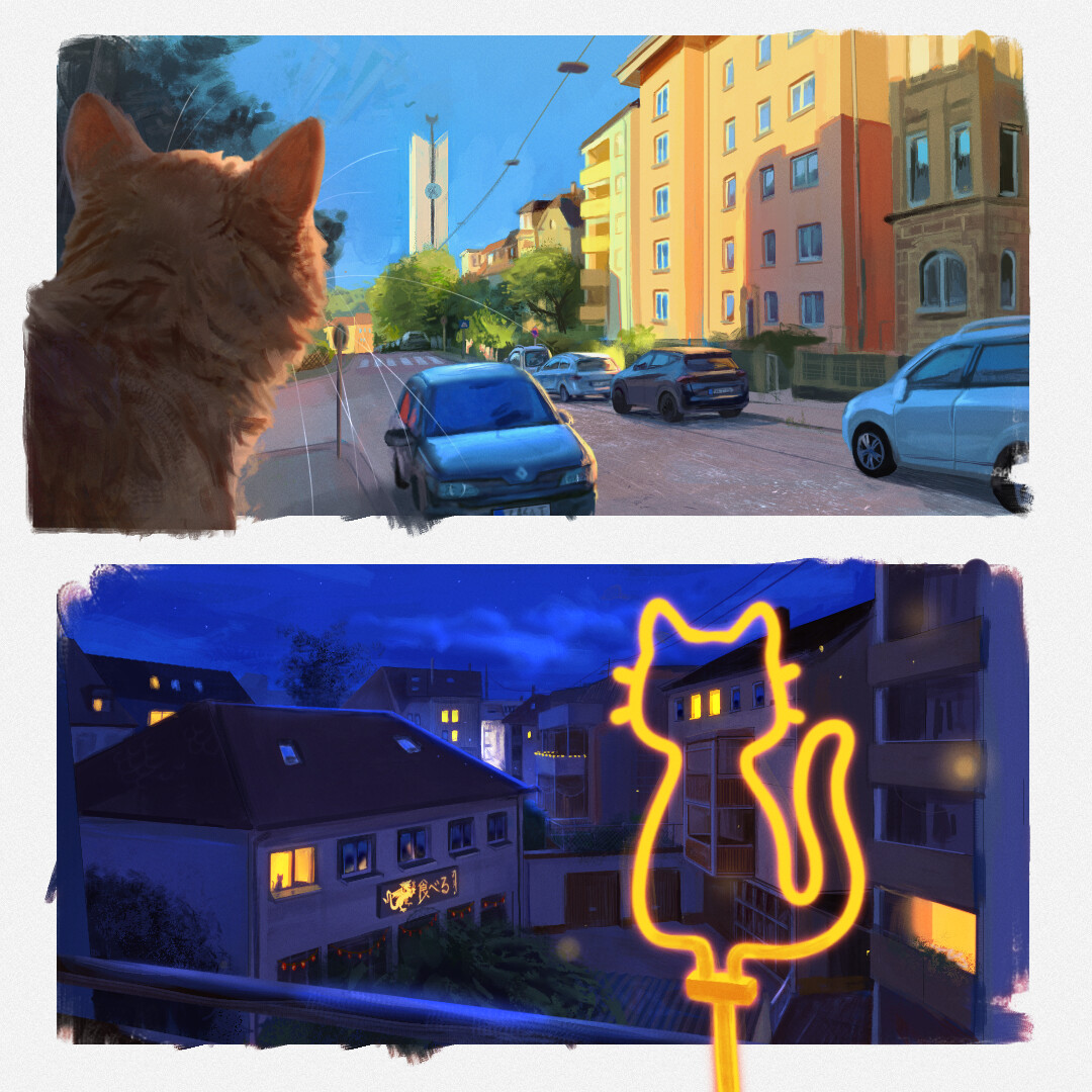 ArtStation - The Cats in our streets ( Environment Concept Art | 2023 )