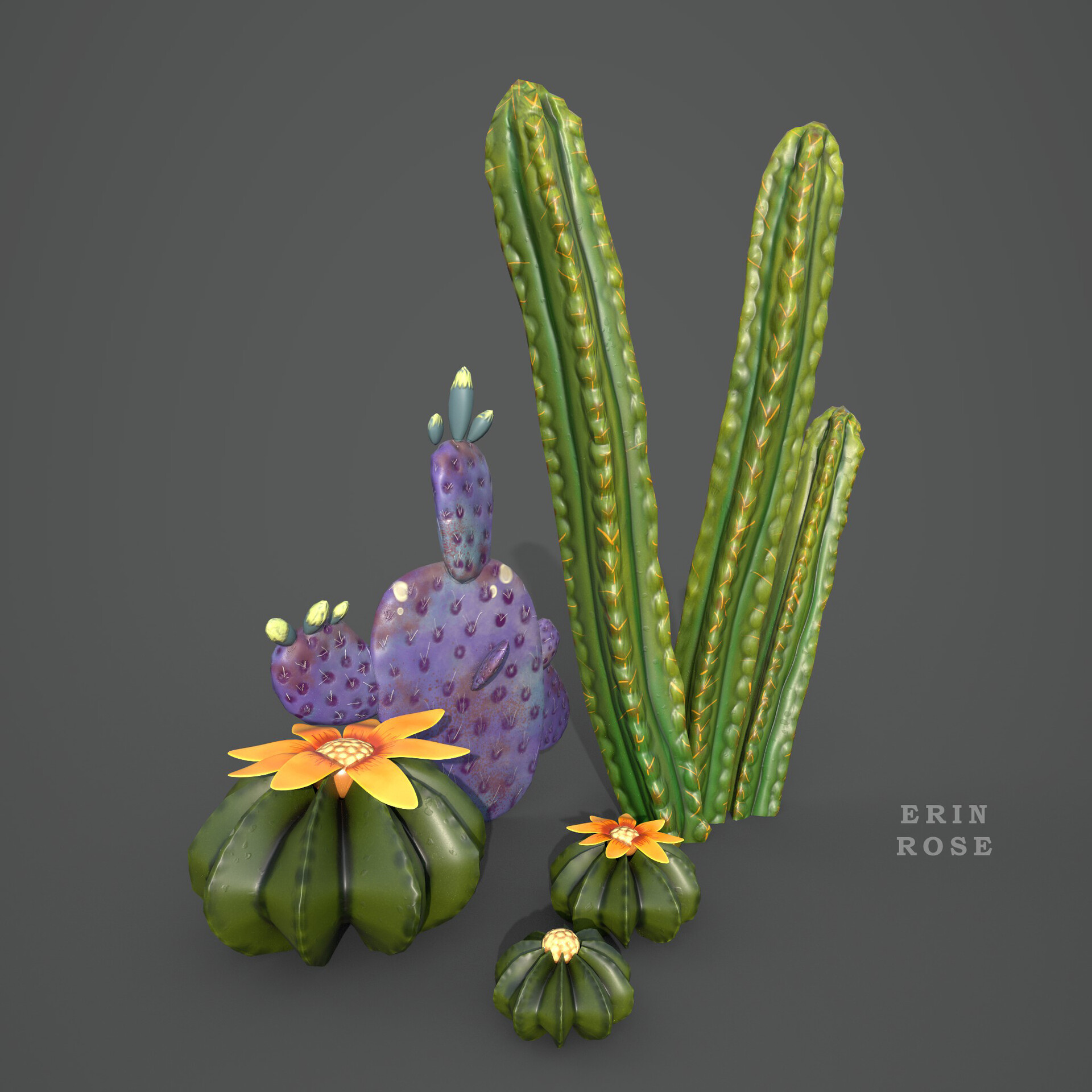 ArtStation - Cacti environmental game prop