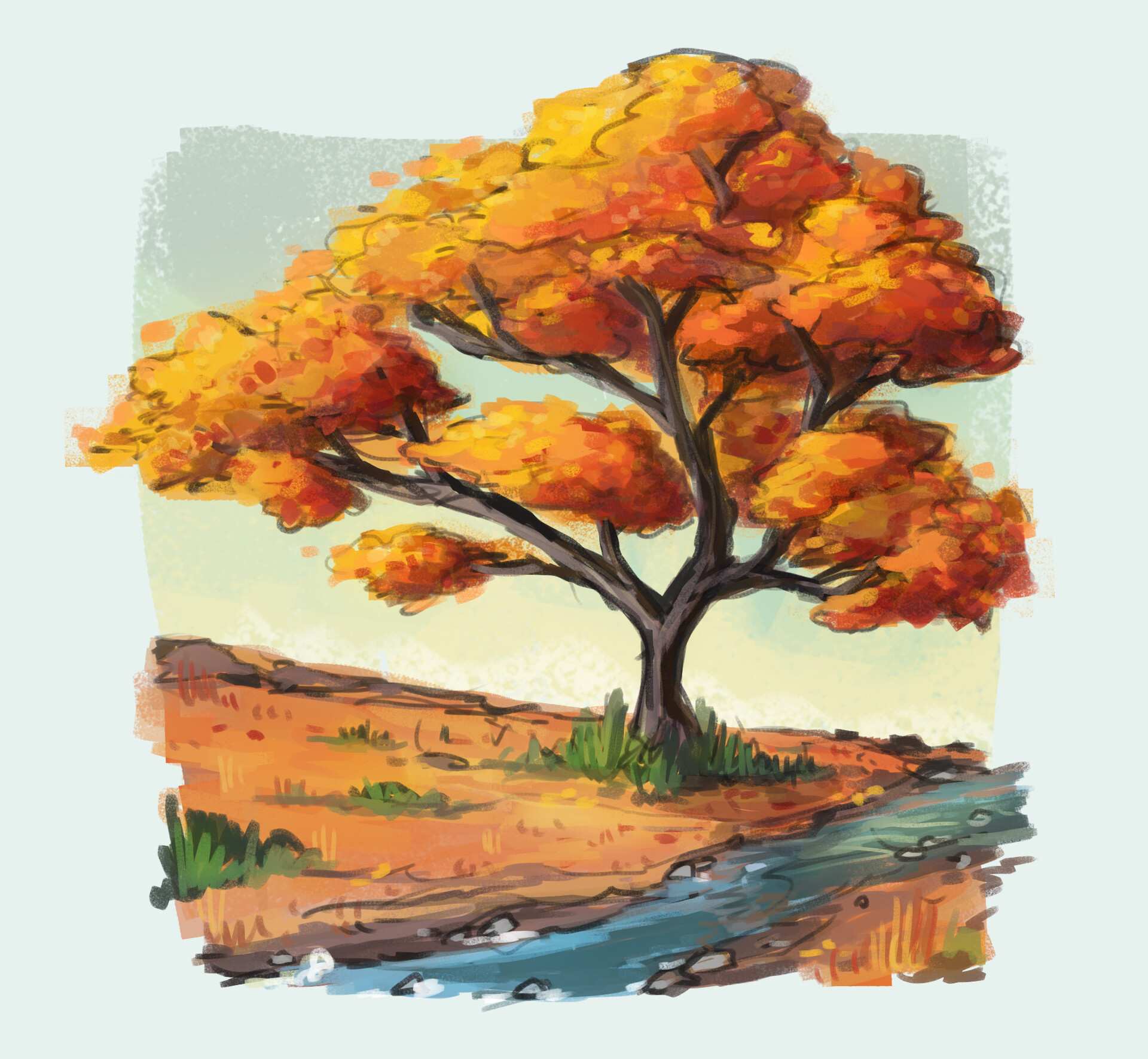 Jorden Prussing - Trees and rocks studies