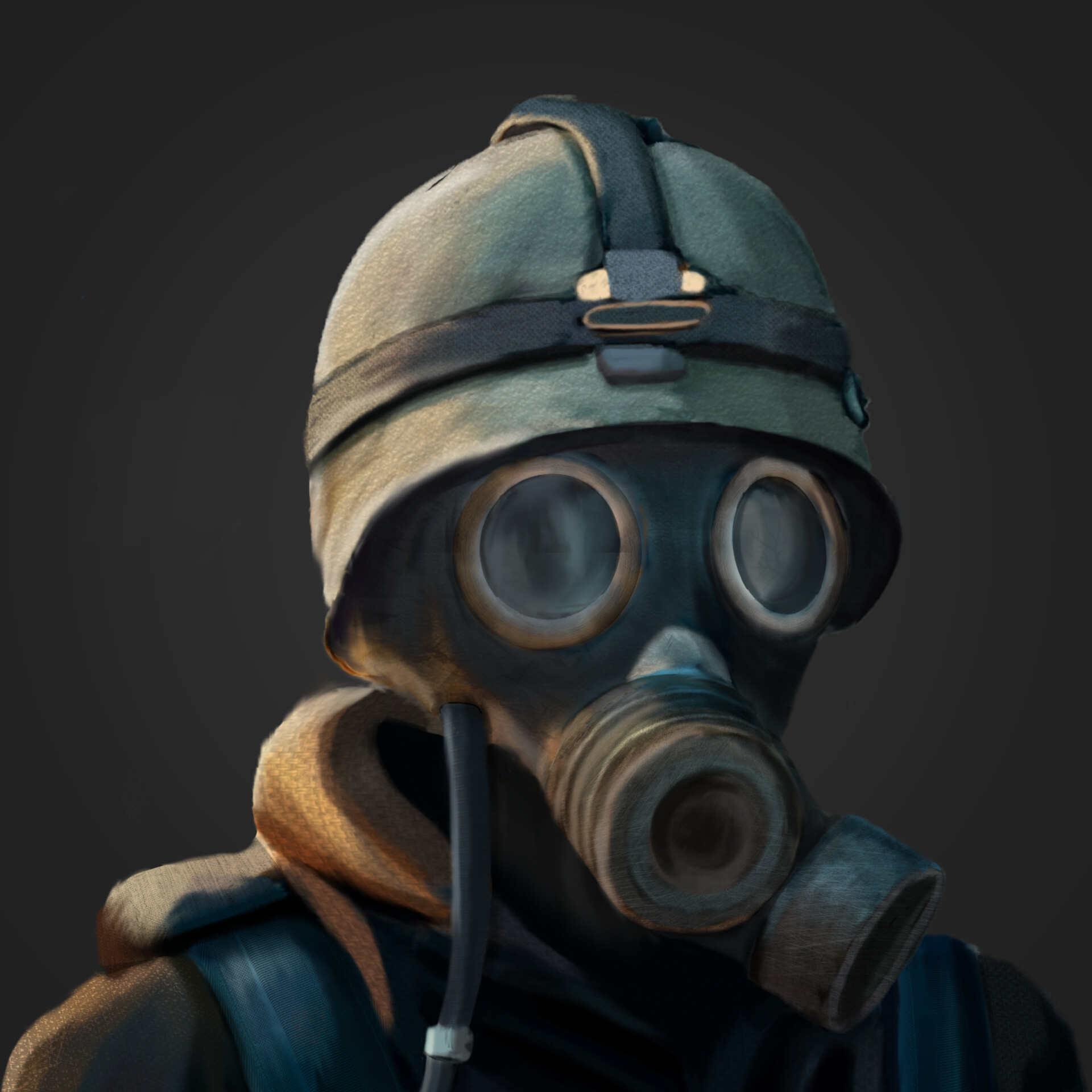 ArtStation - A soldier with a gas mask