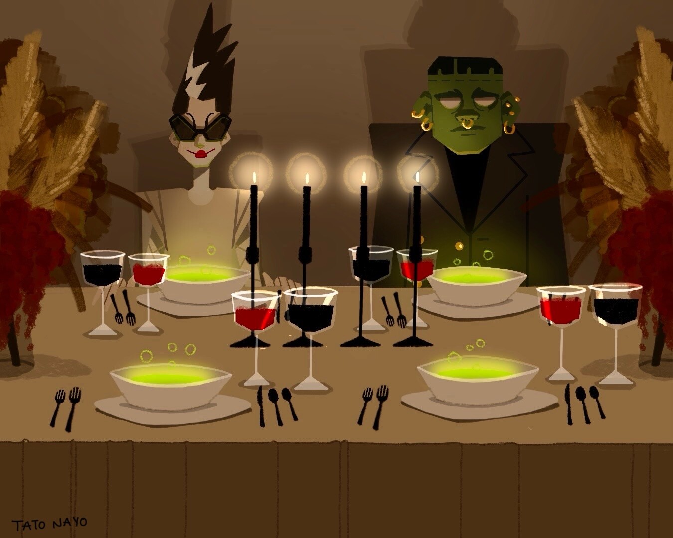ArtStation - Devious dining with Mr and Mrs Frankenstein
