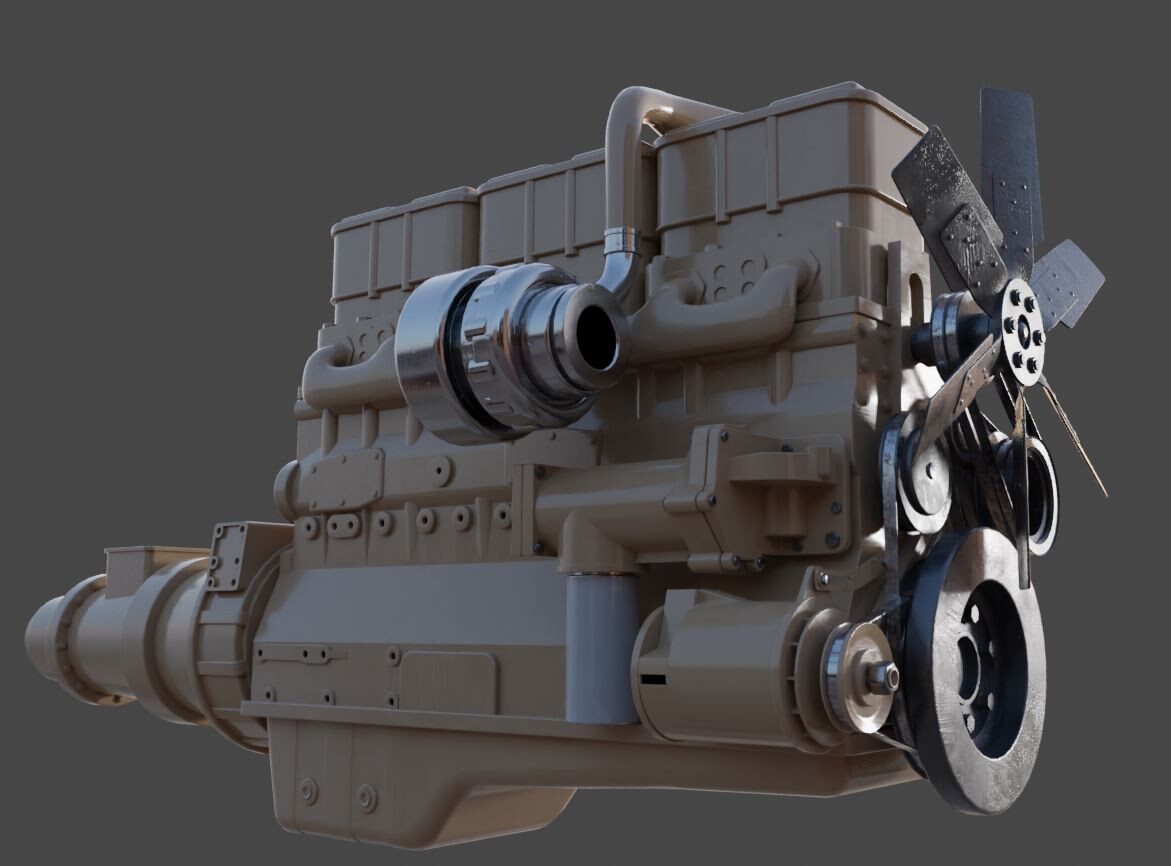 ArtStation - Cummins NTC-350 3D model WIP updates