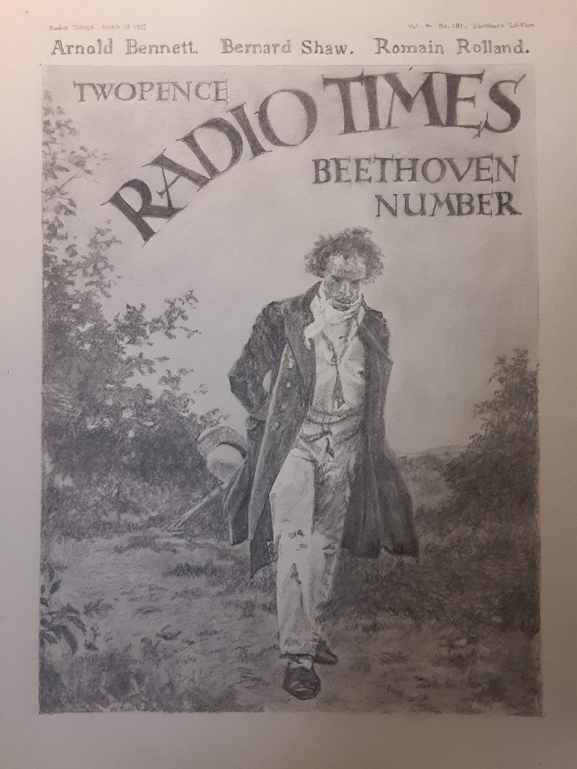 ArtStation - Graphite drawing of the Radio Times, now 100 years old.
