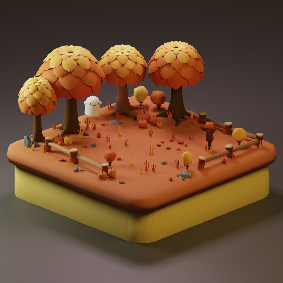 ArtStation - Low Poly Autumn Diorama