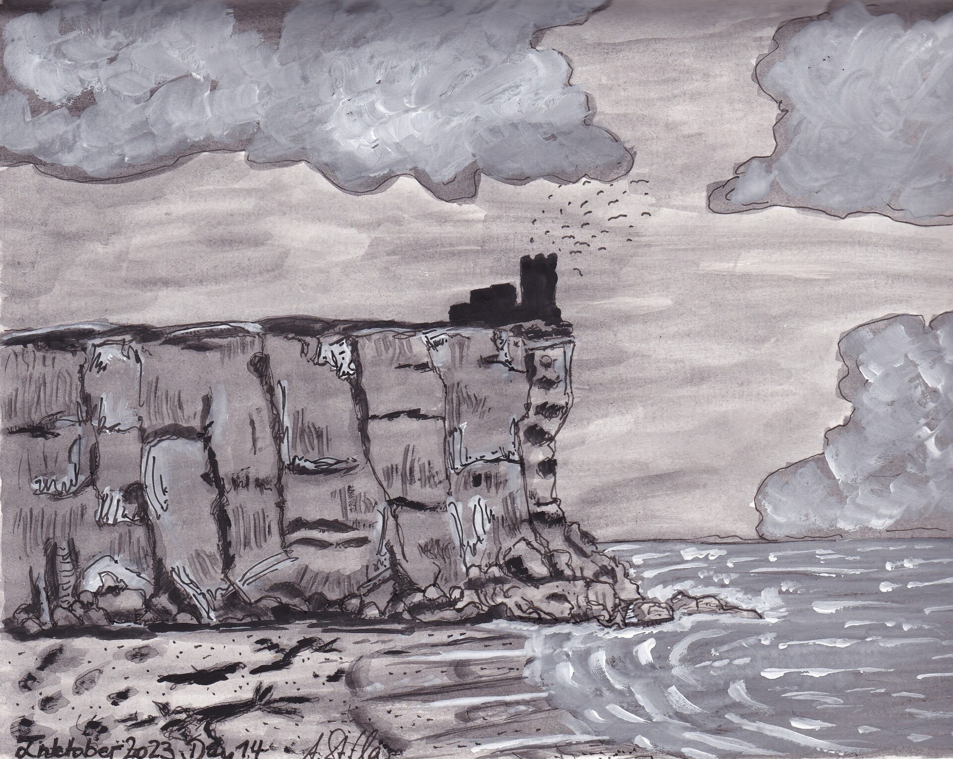 ArtStation - #Inktober 2023 Day 14 - Castle