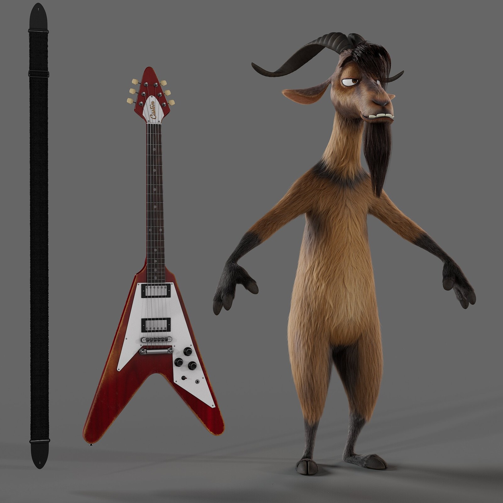 Wing fox - Creating a stylized rock star goat character