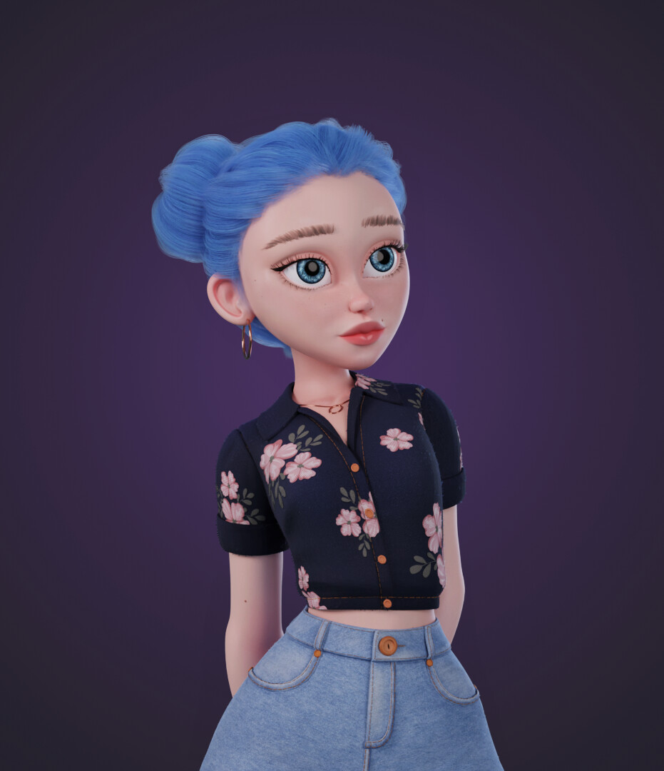 ArtStation - Blue haired girl