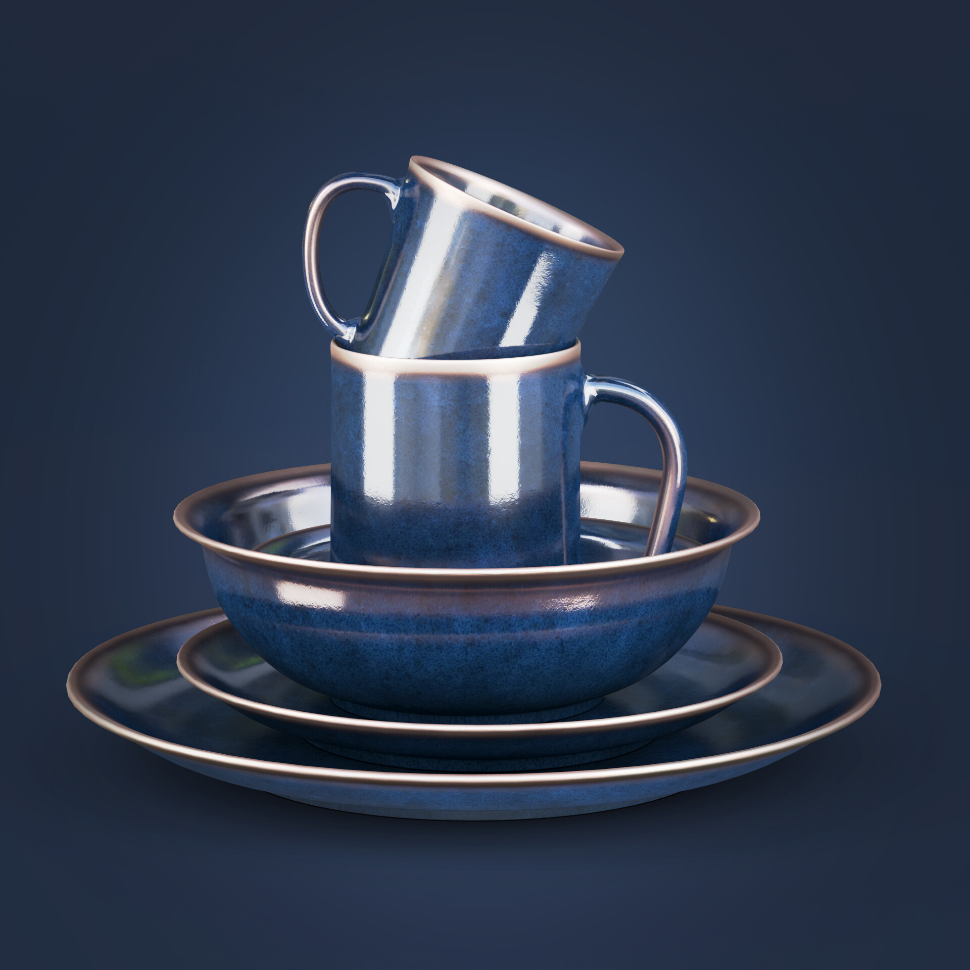 ArtStation - Blue Tableware Set