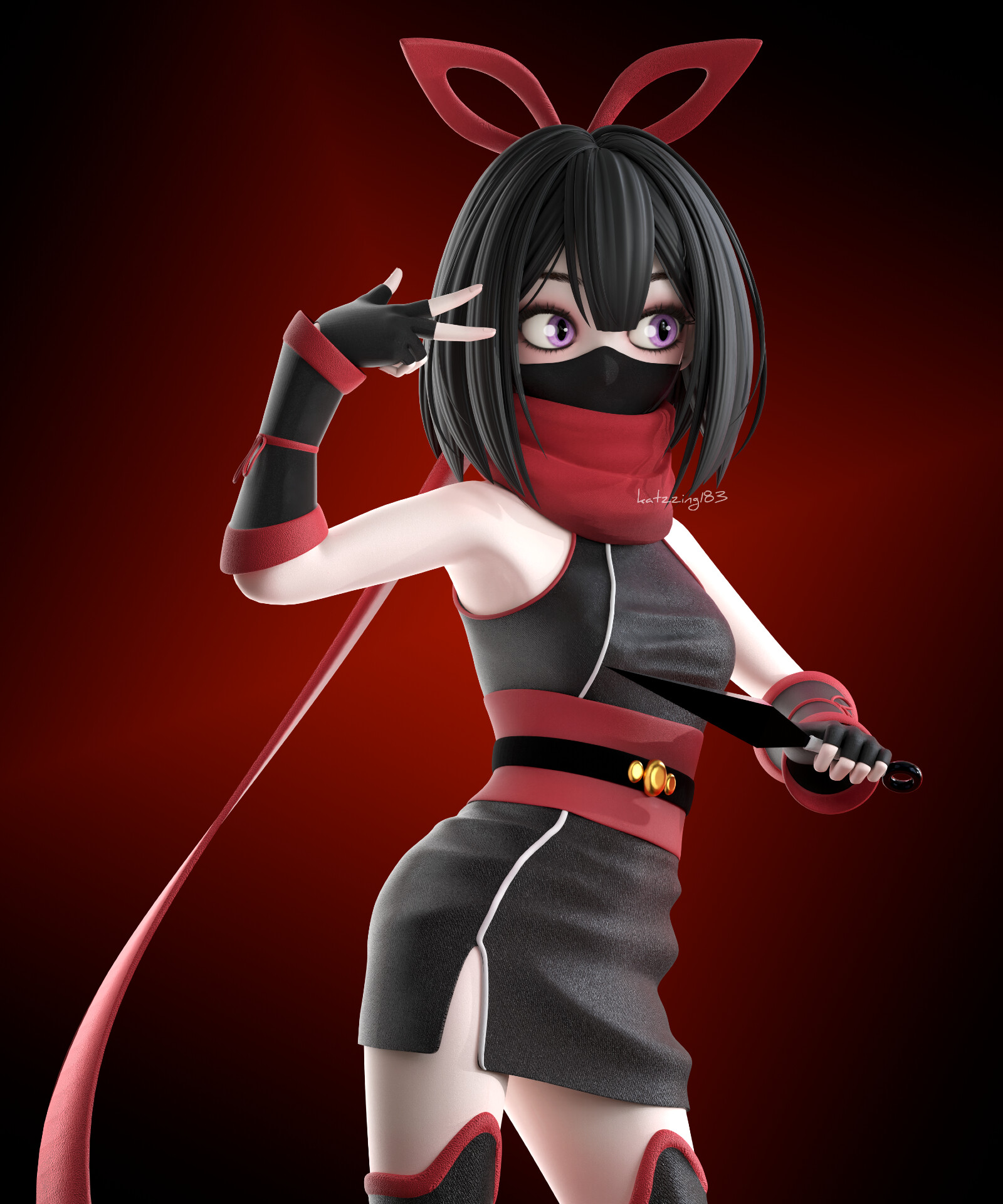 ArtStation - WAKTAVERSE NINNIN Female Ninja にんじゃ 忍者