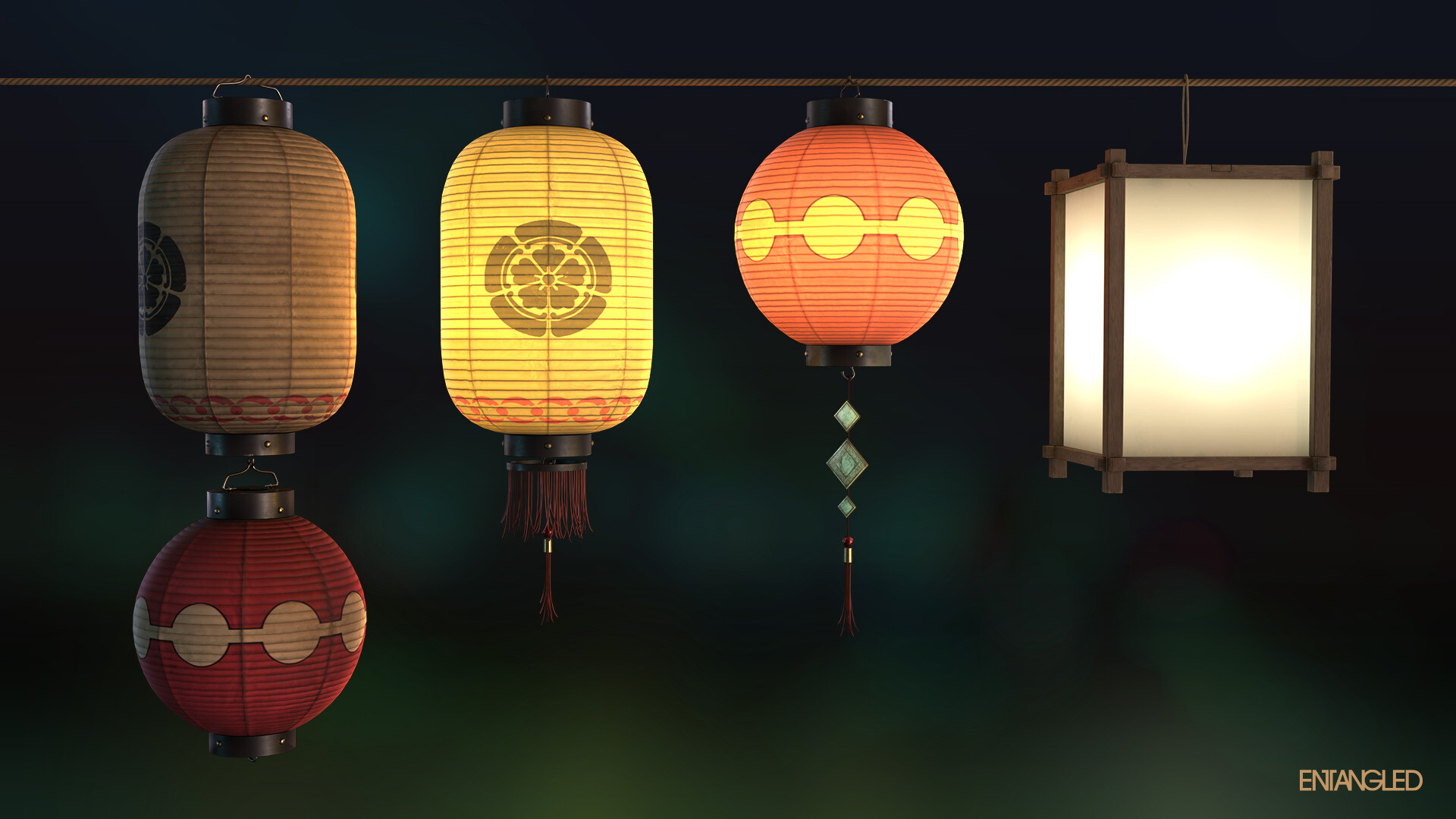 ENTANGLED Studio - Hanging Japanese lanterns