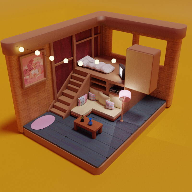 ArtStation - isometric cozy steven universe room