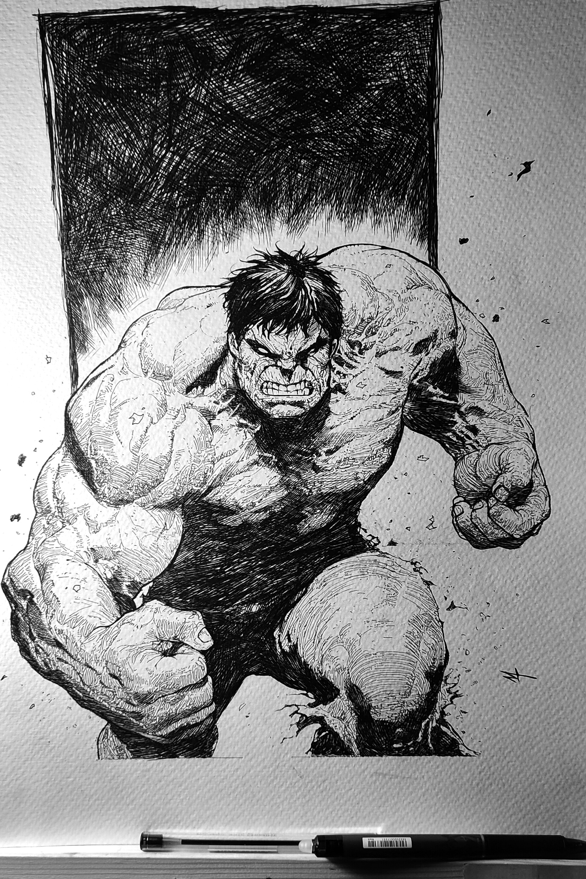 ArtStation - Hulk on paper