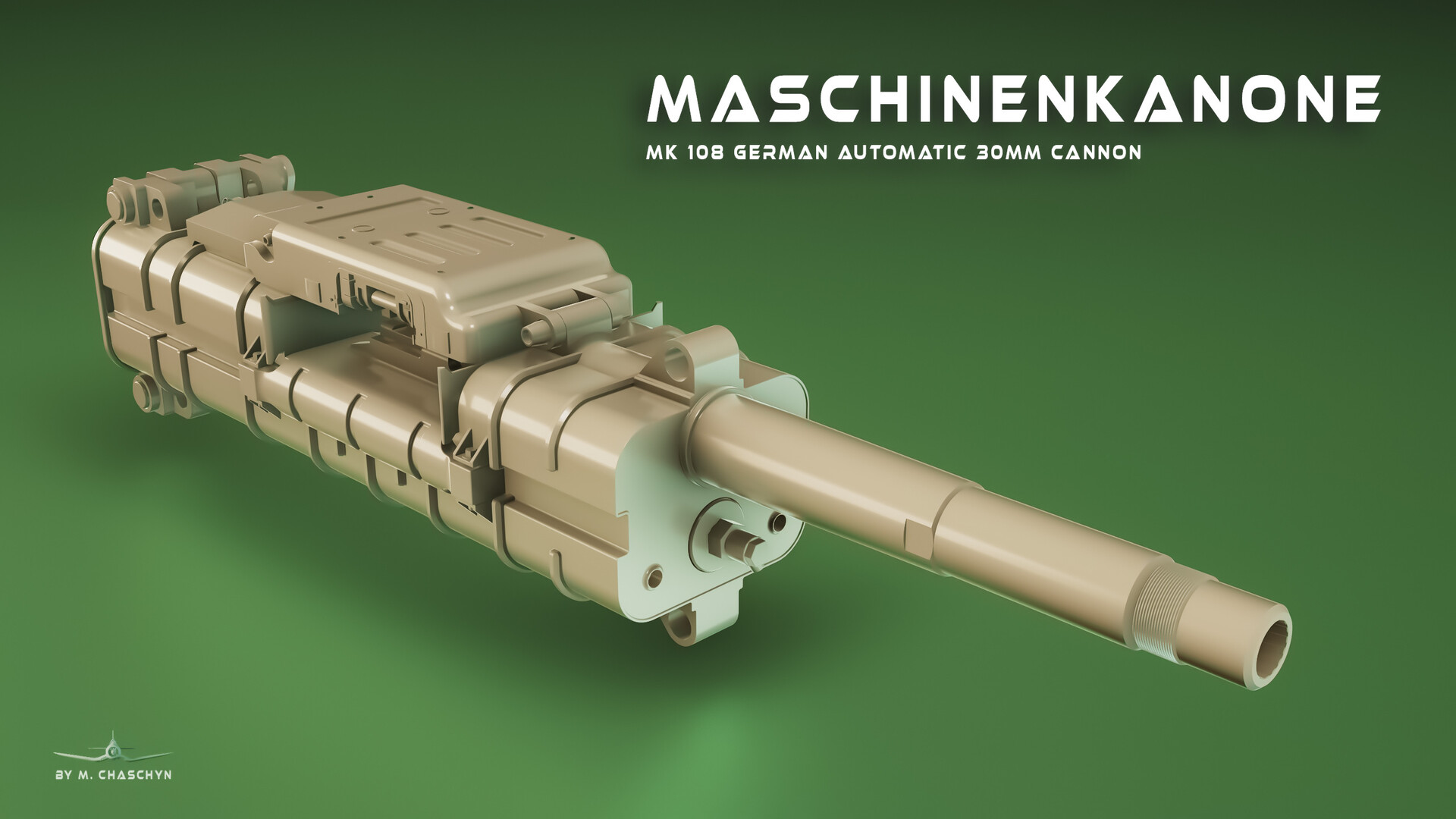 ArtStation - Mk 108 German Autocannon parametric model