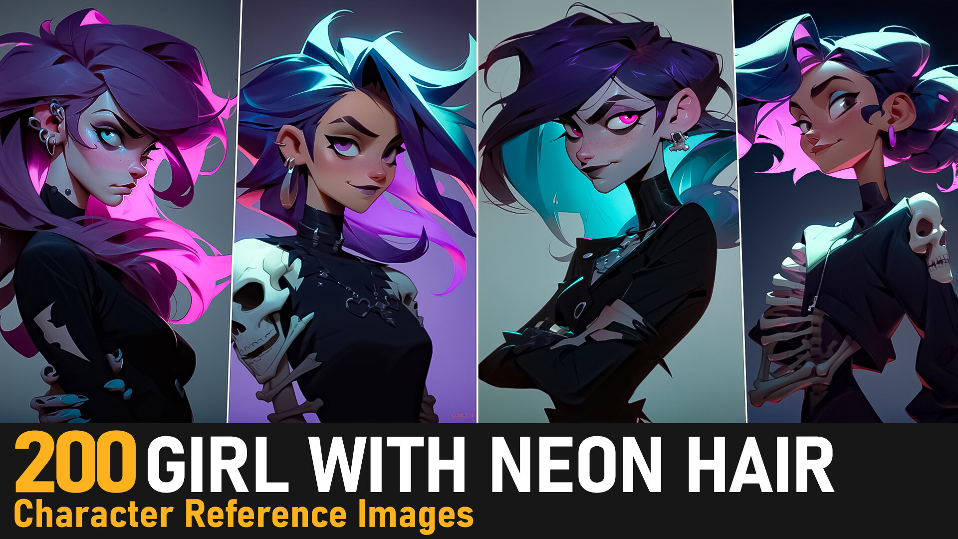 Vio_Lemurian - Girl With Neon Hair |4K Reference Images