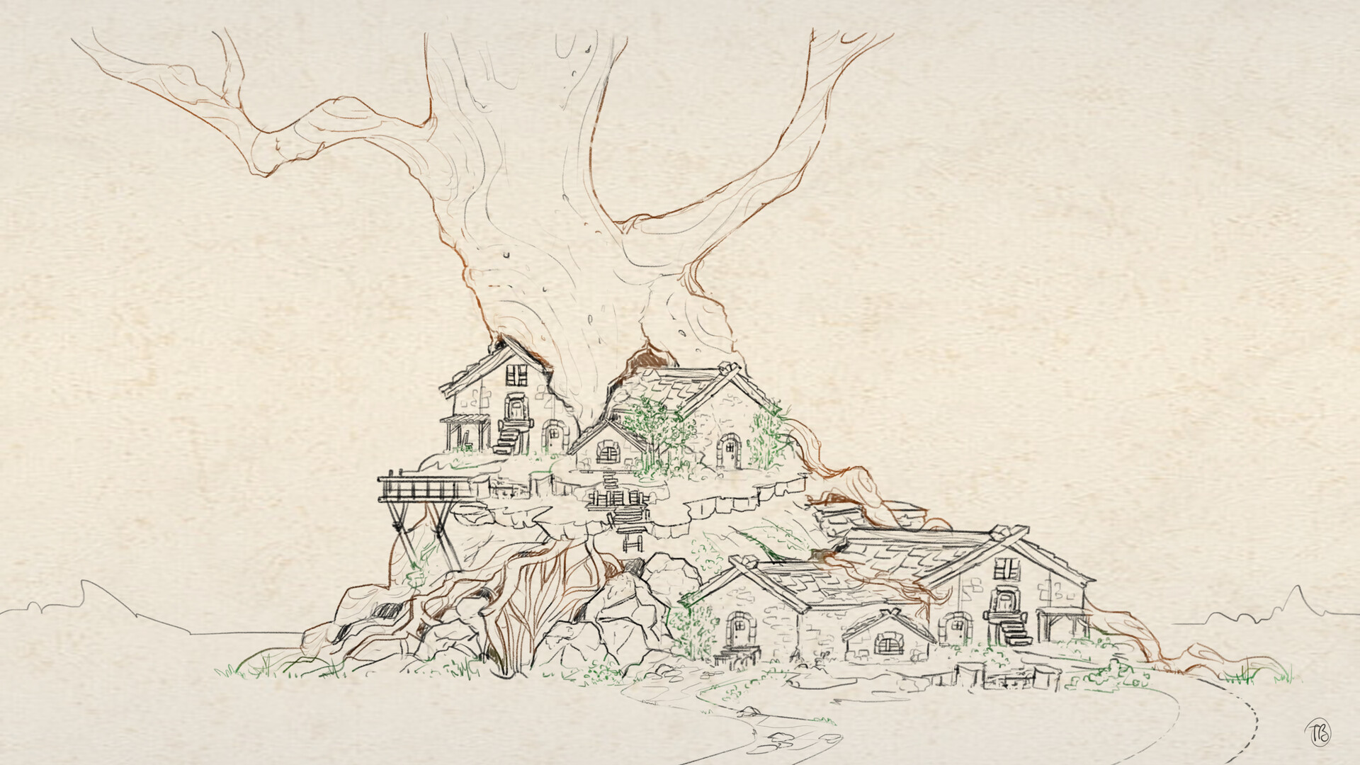 ArtStation - Tree house sketches