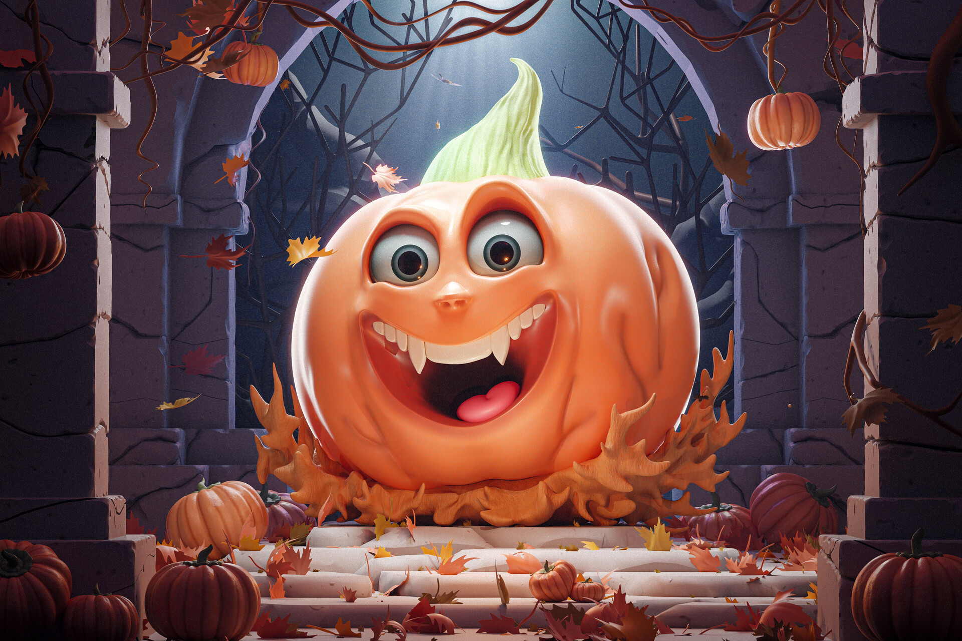 ArtStation - Stylized Halloween Pumpkin