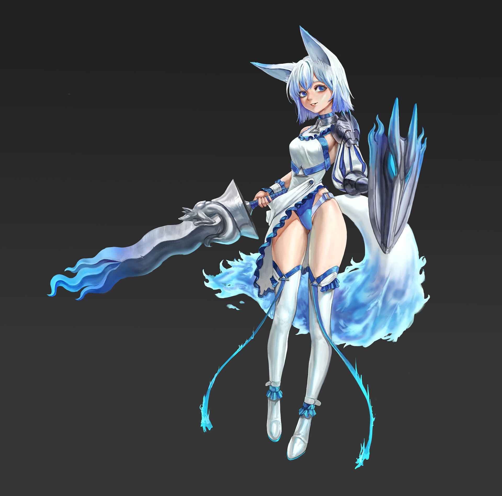 ArtStation - Blue fire fox