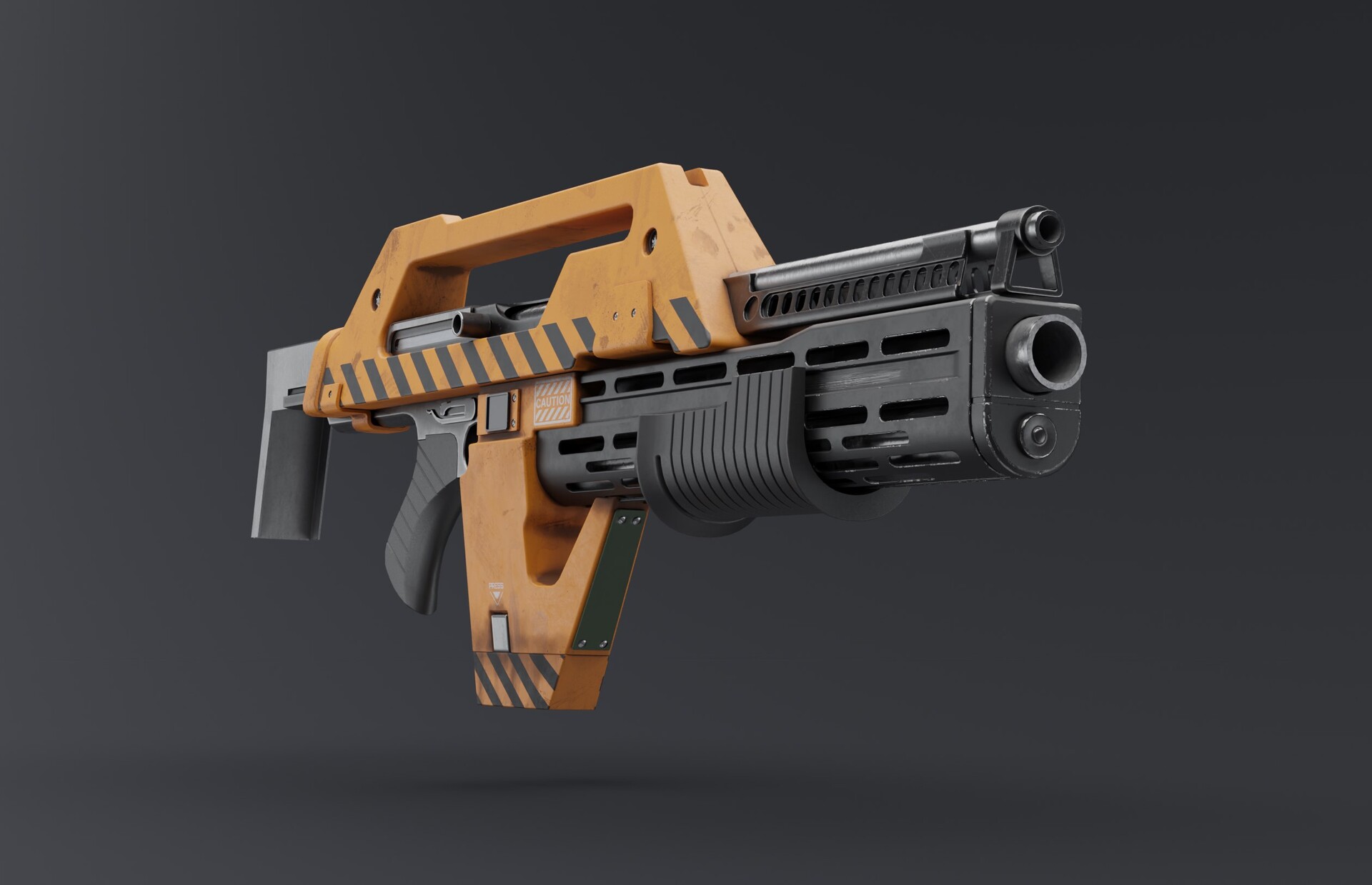 ArtStation - USCM M41A Pulse Rifle, battered training livery, WIP, 2023