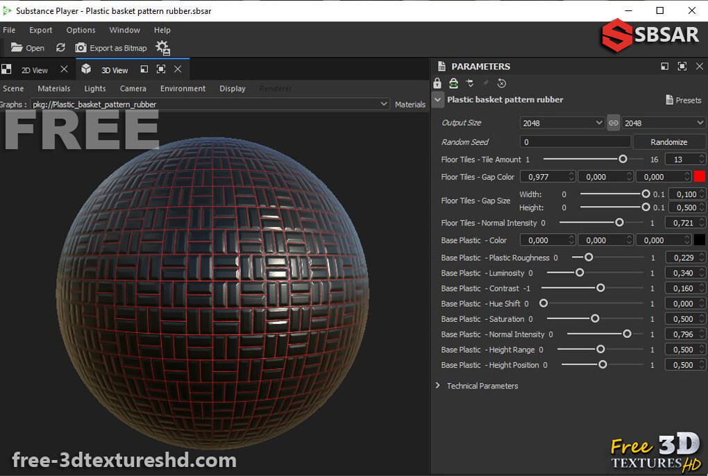 3D textures PBR free Download - Basket Pattern Rubber 3D Texture PBR ...