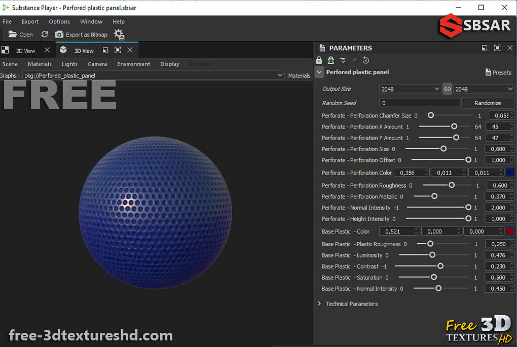 3D textures PBR free Download - Plastic Perfored Panels 3D Texture ...