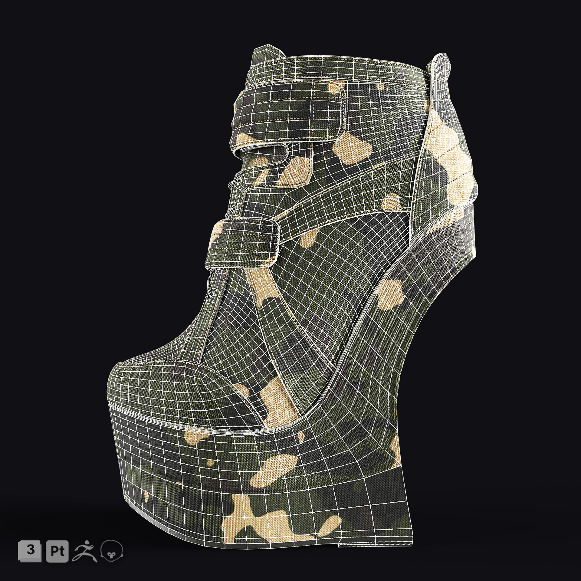 S.Javad Hashemi - High Heel Ankle Boots Low-poly 3D model PBR Textures