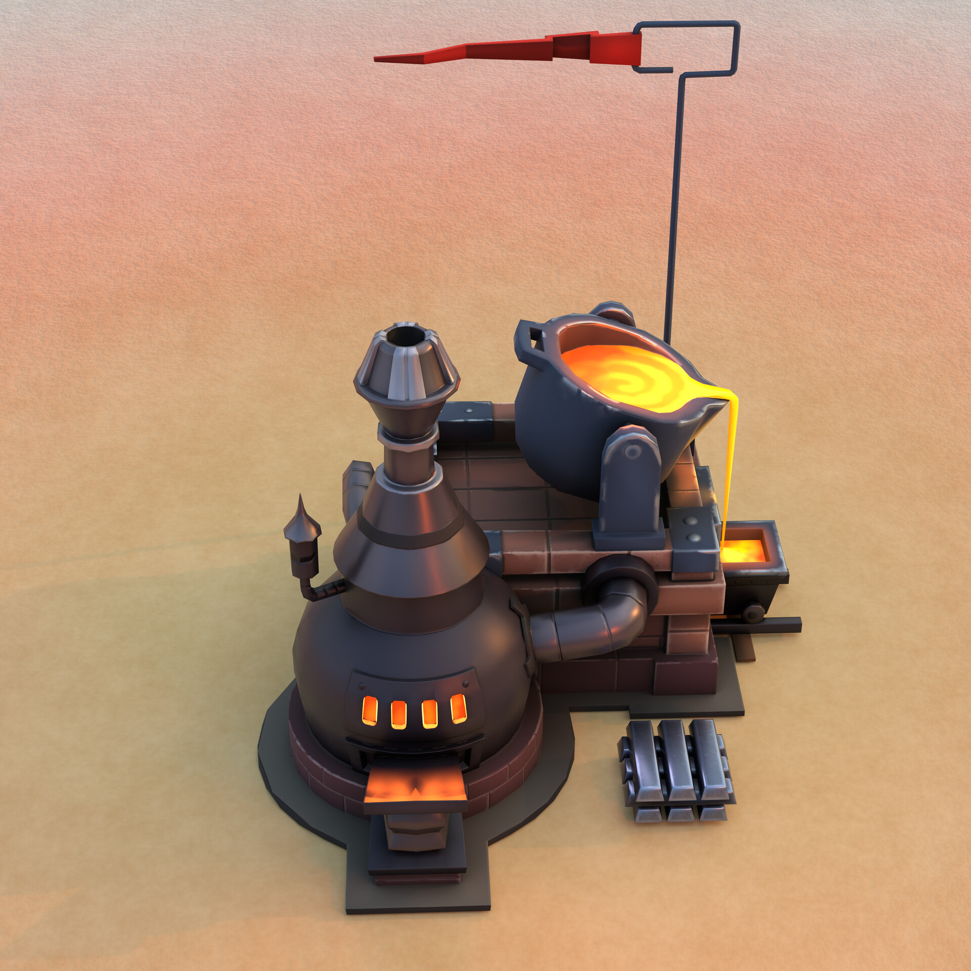 Ivan Andrienko - Foundry workshop. Stylized graphics. Low poly model ...