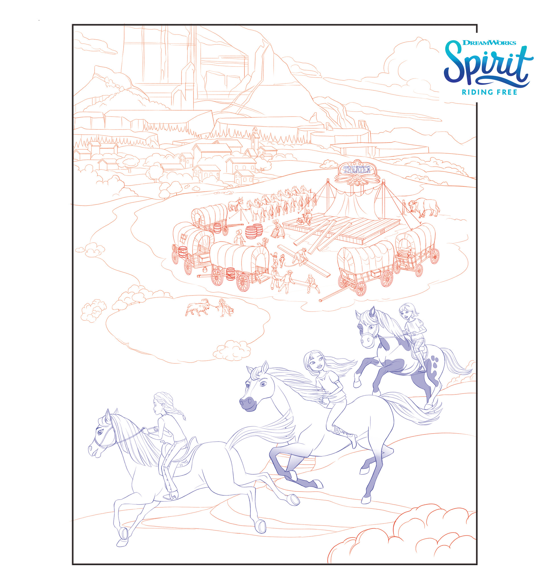 dreamworks spirit coloring pages