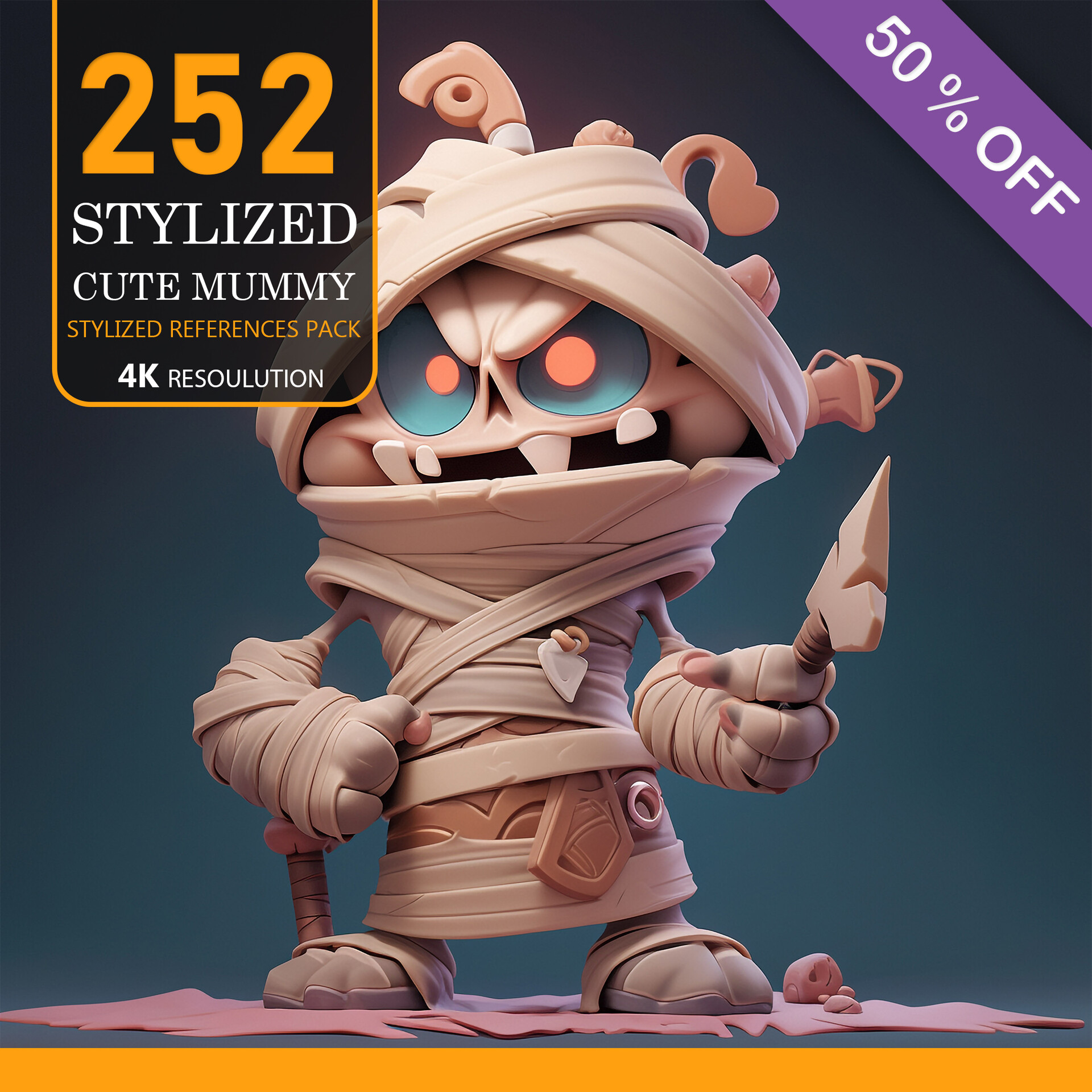 ArtStation - 50% OFF FOR Halloween IN 4 In 1 Vol 2--Stylized Cute mummy