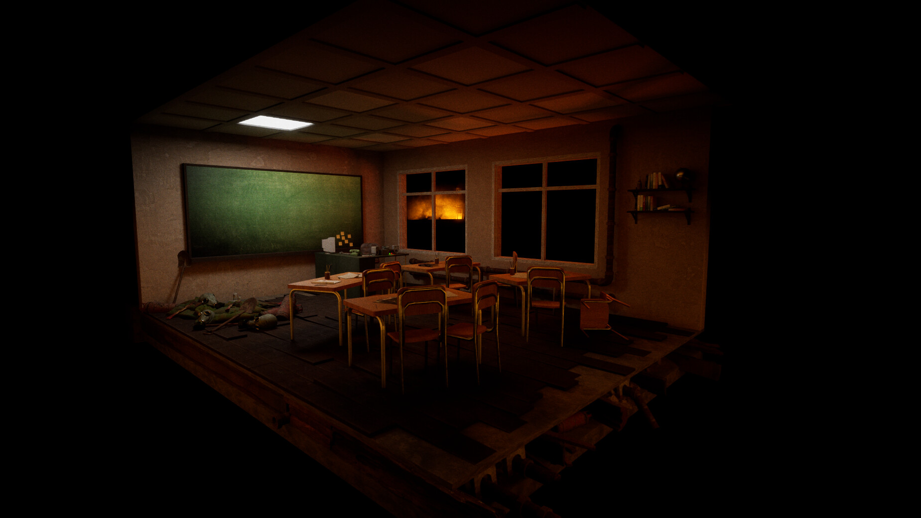 ArtStation - Classroom Diorama - Night Scene