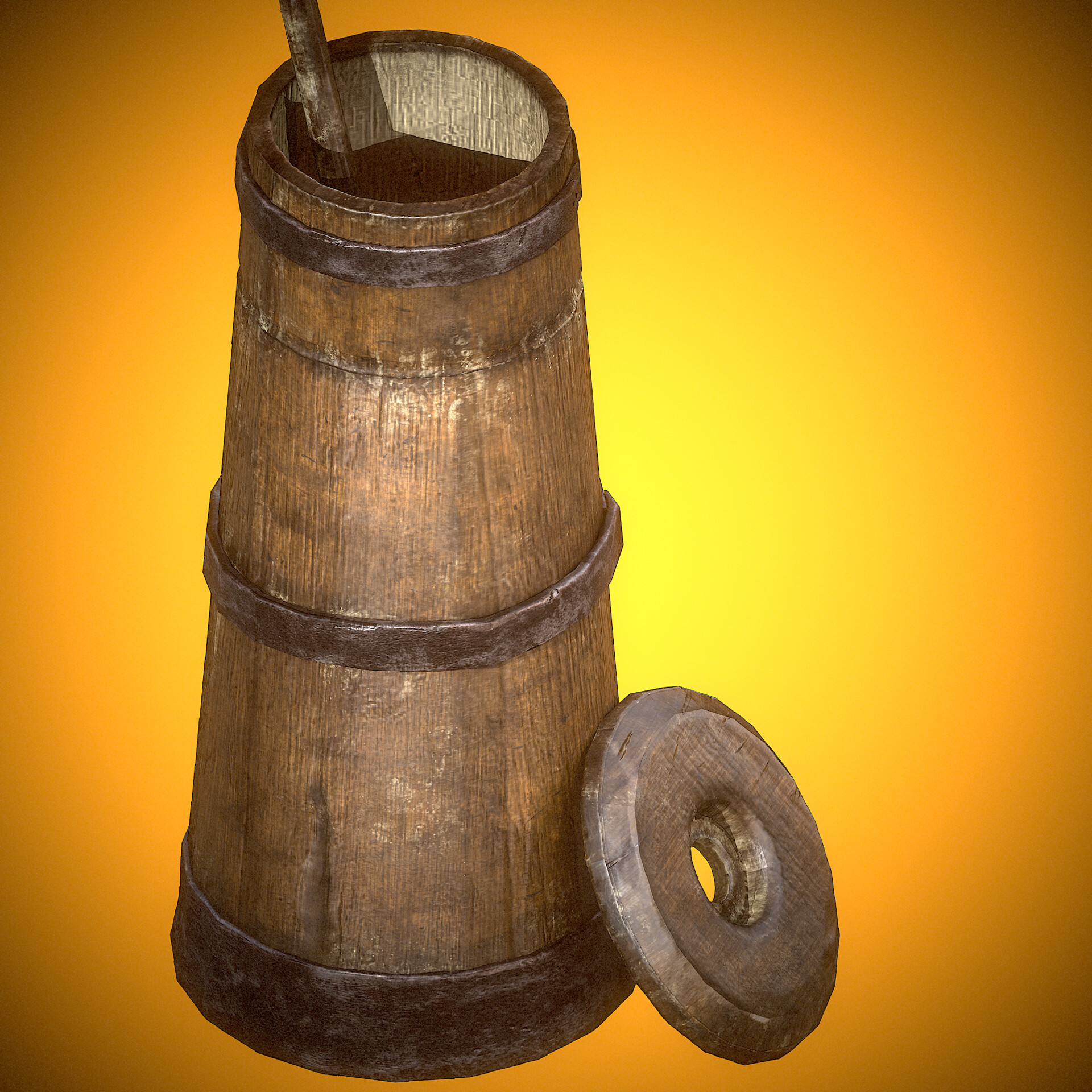 ArtStation - Early Antique Wooden Butter Churn