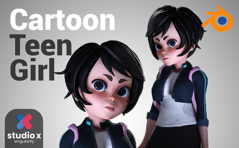 ArtStation - Cartoon Teen Girl Rigged 3D Model
