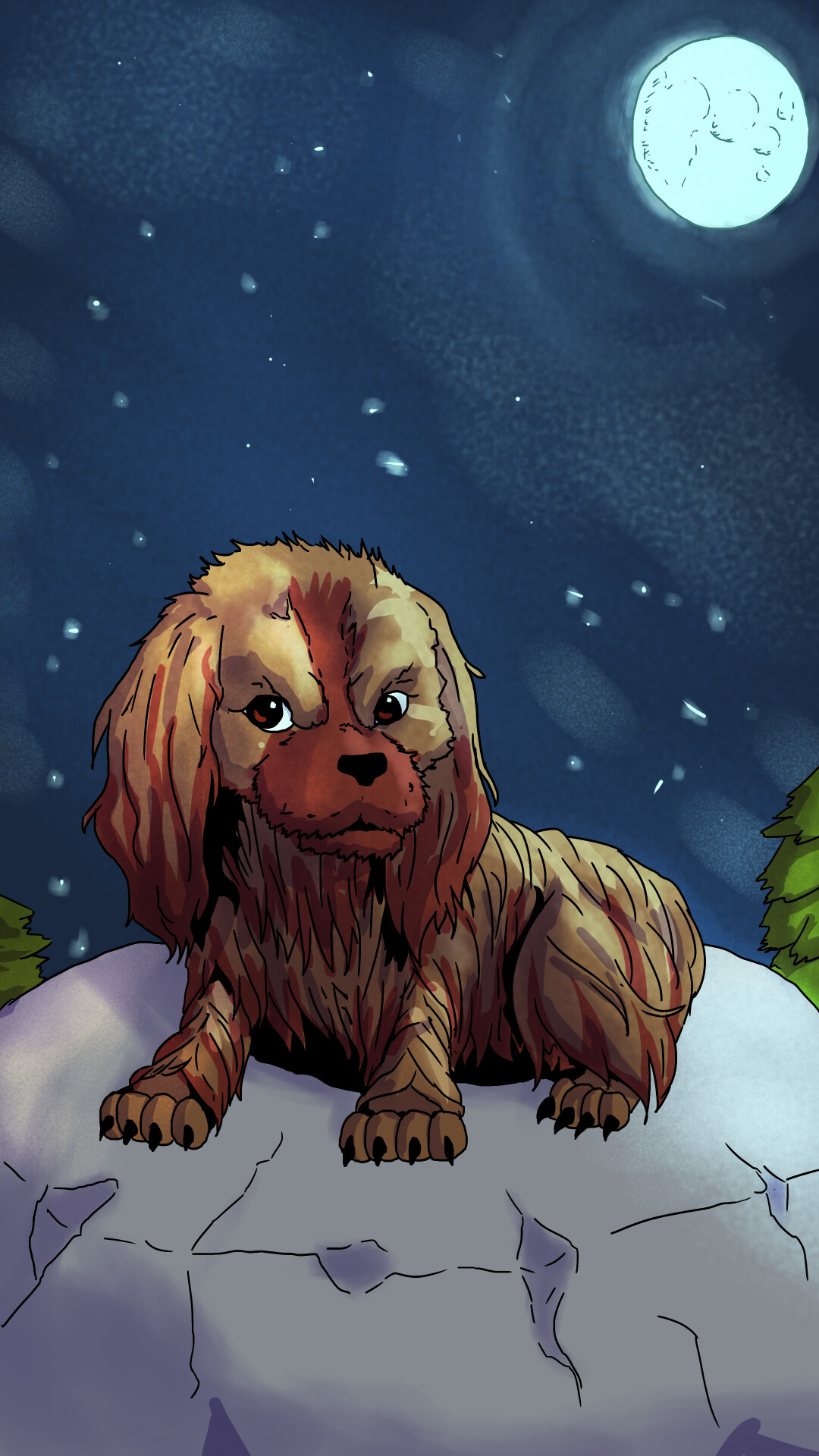 ArtStation - Dog under the moonlight.