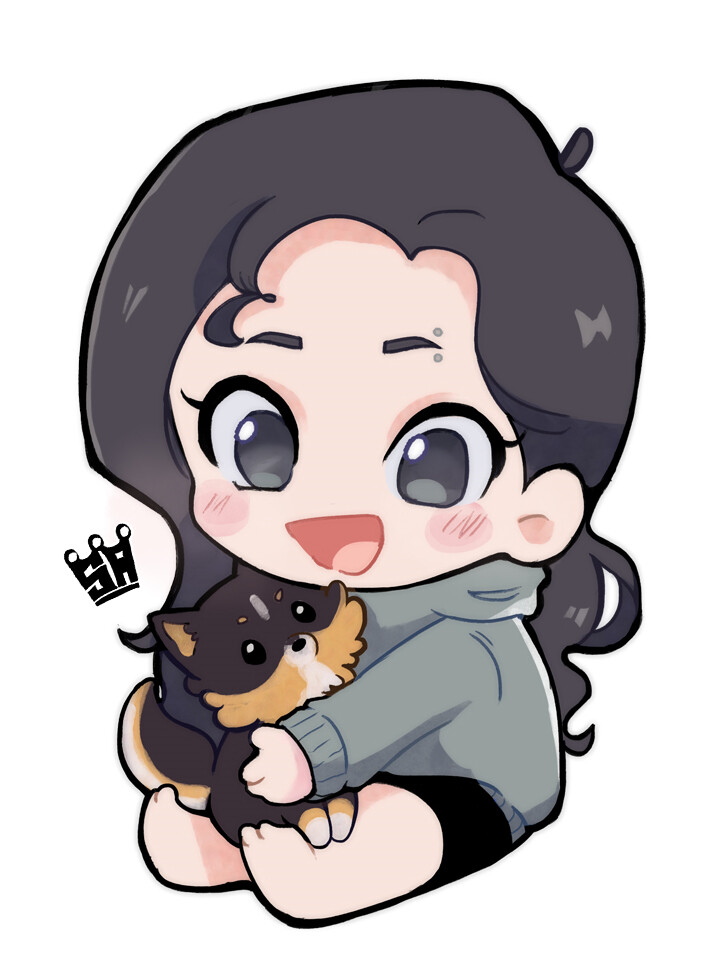 ArtStation - Chibi - girl and dog