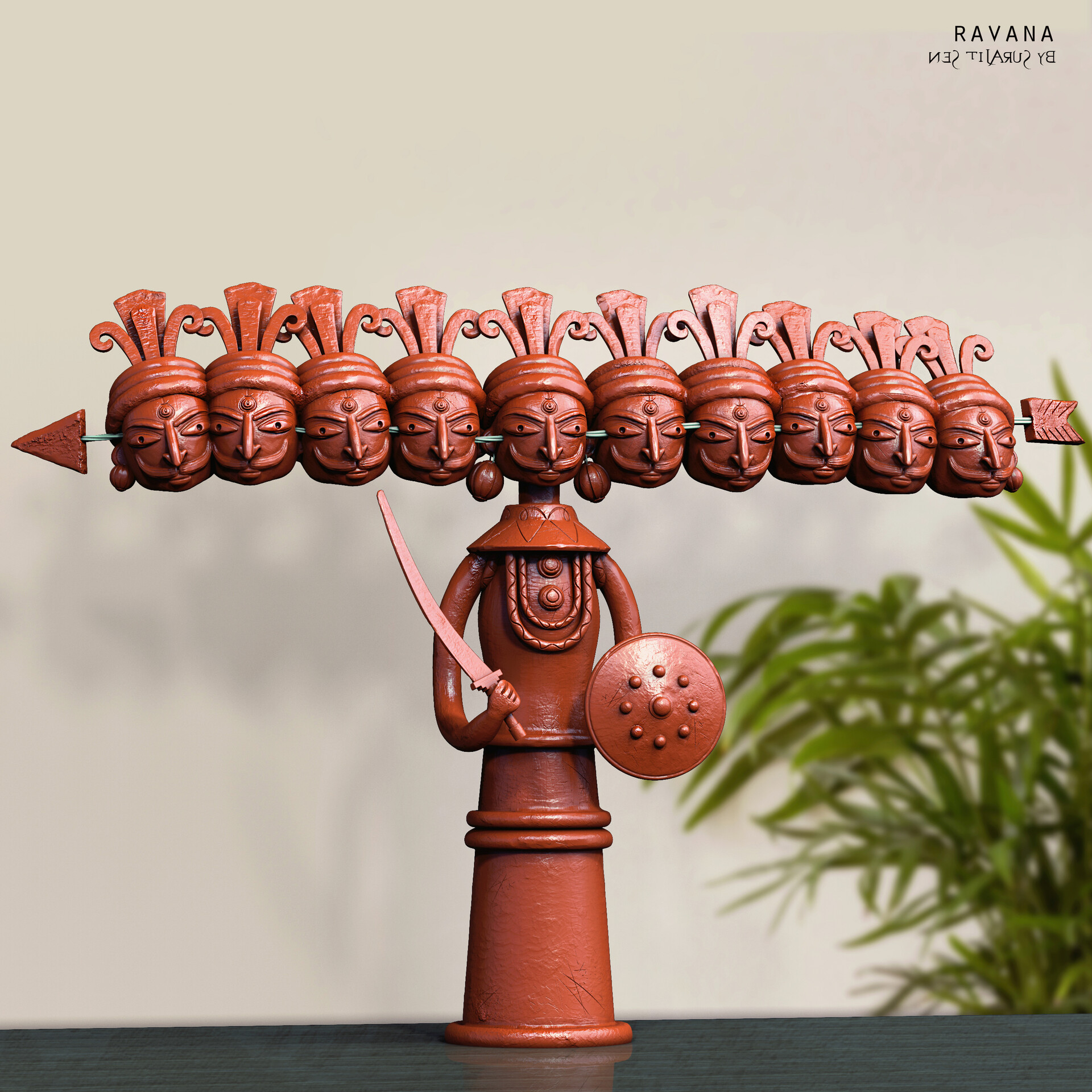ArtStation - Terracotta Ravana Puppet - Digital Sculpture by Surajit Sen