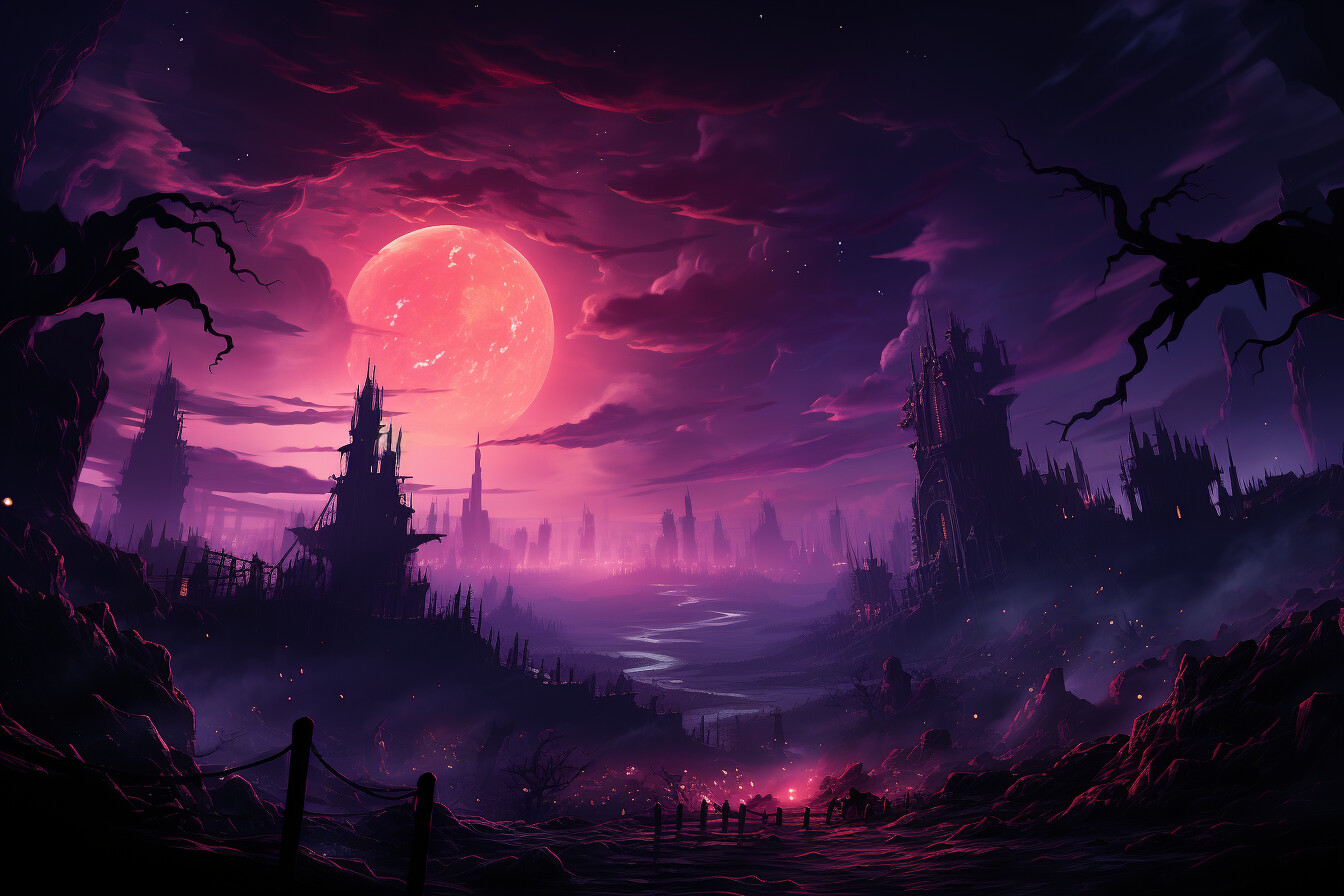 ArtStation - Purple and Pink Post-Apocalyptic City