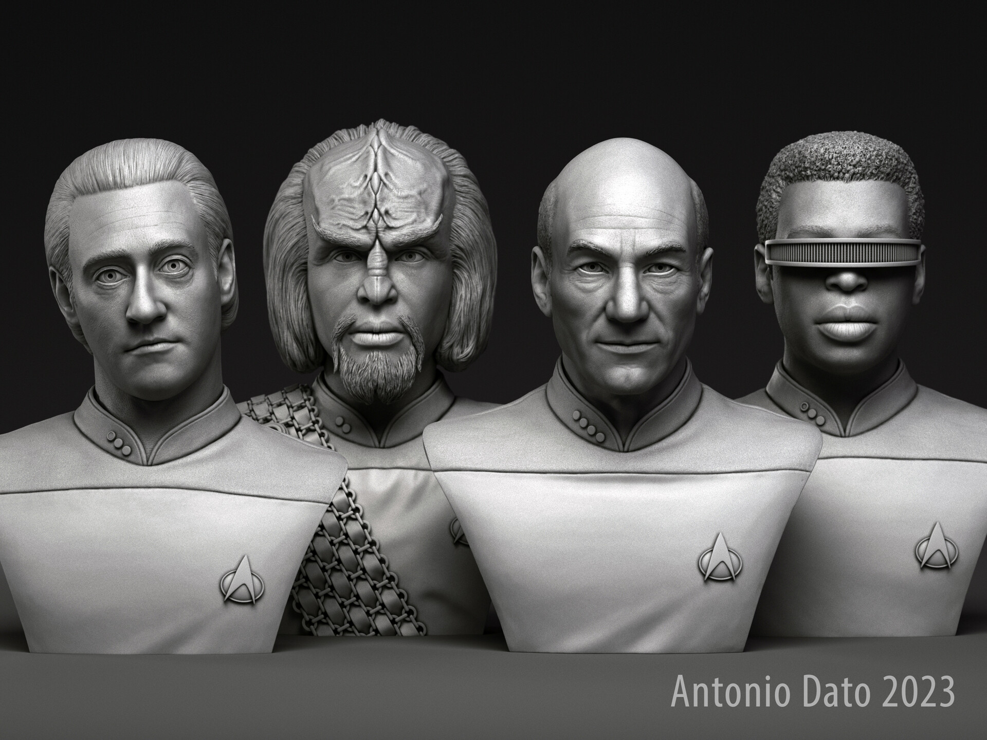 ArtStation - Picard, Data, La Forge and Worf 3D Printable bust collection.