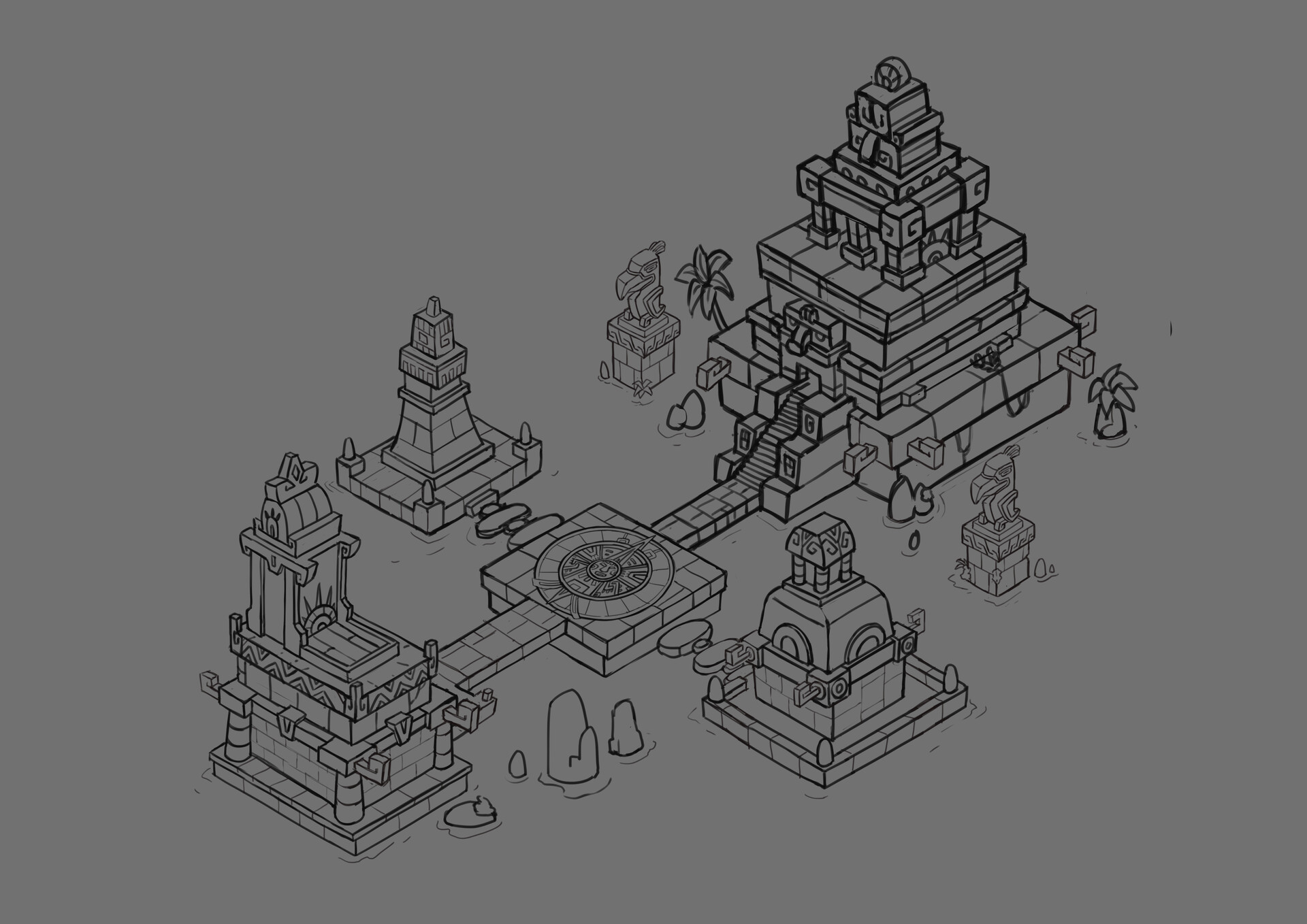 Art Narendar - Mayan civilization Isometric game BG