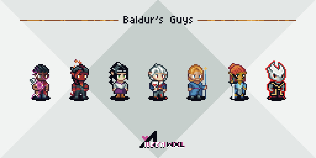 ArtStation - Pixel Baldur's Guys Fan art