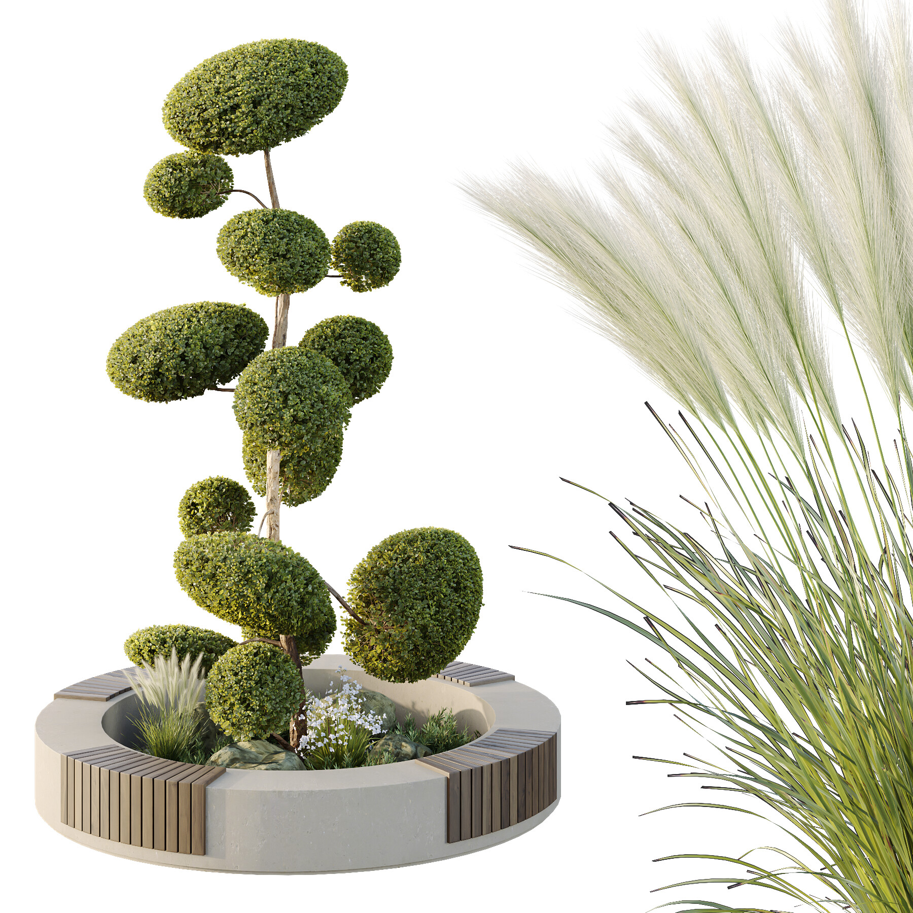 ArtStation - HQ Urban environment set of green plant benches 10